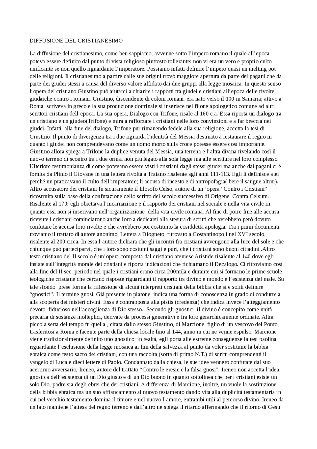 Diffusione Del Cristianesimo Docsity