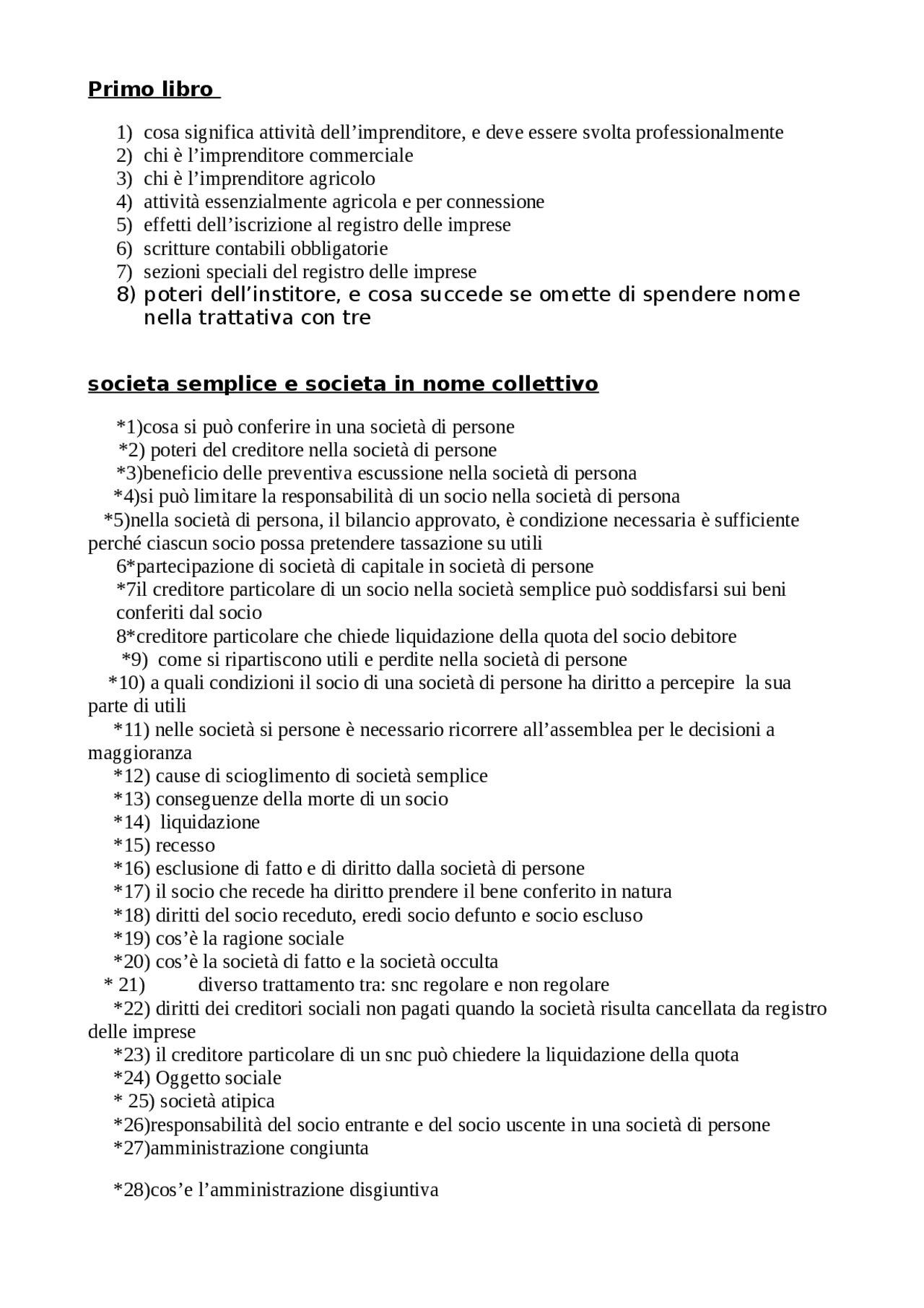 Domande Diritto Commerciale Unige Prove Desame Di Diritto