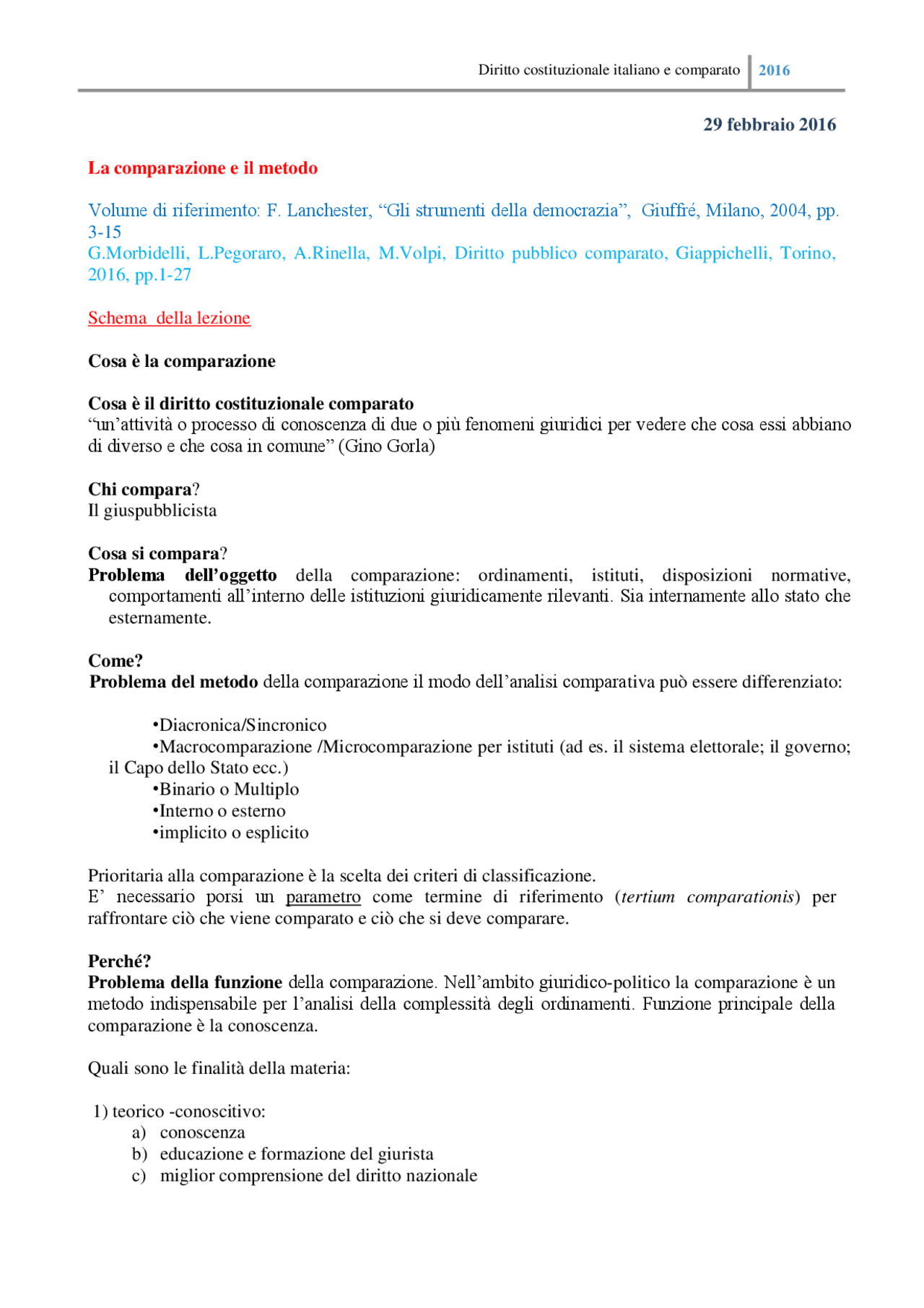 Materiali Lezioni 1 Diritto Comparato Prof Caravale Docsity