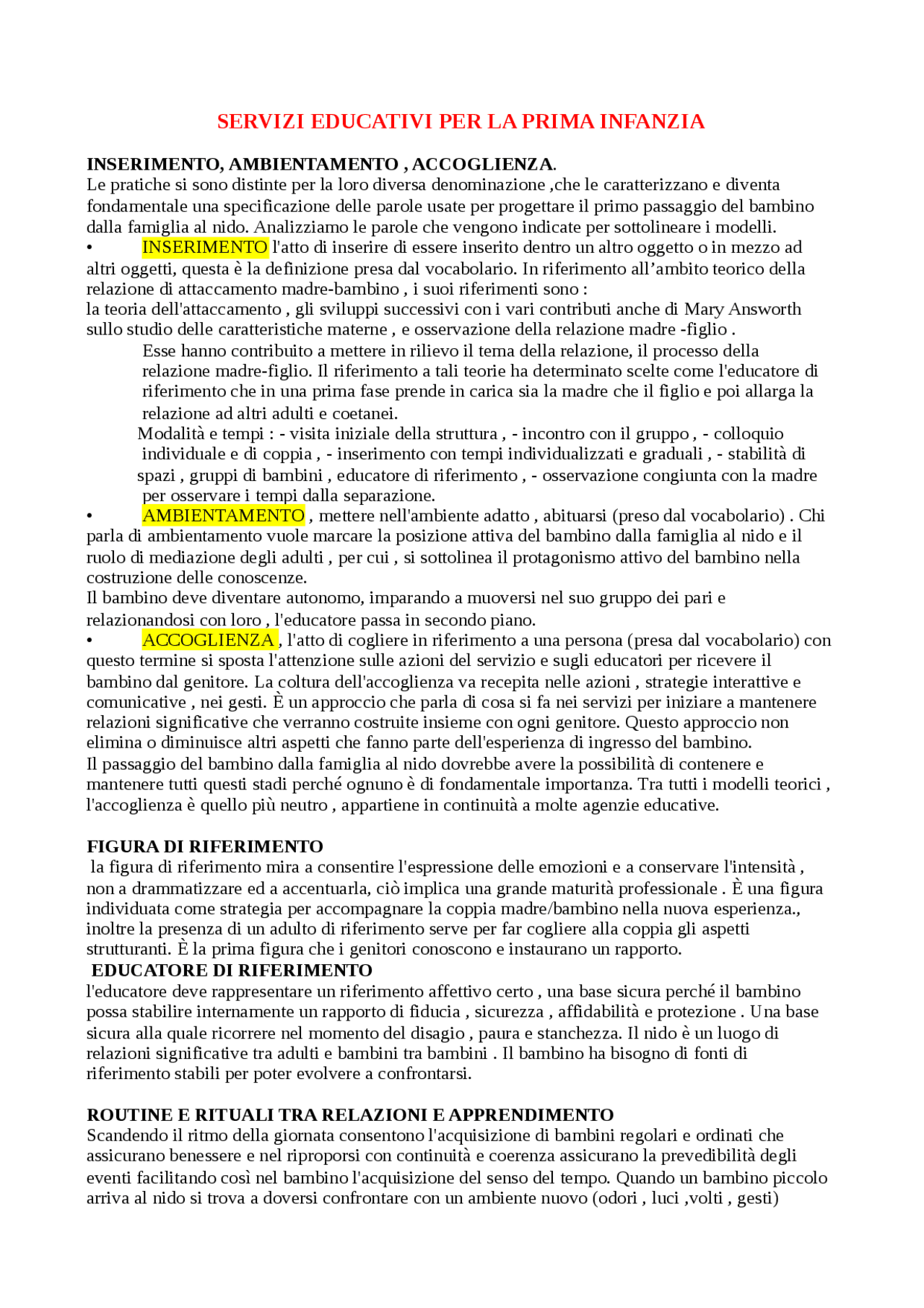 Servizi Educativi Docsity