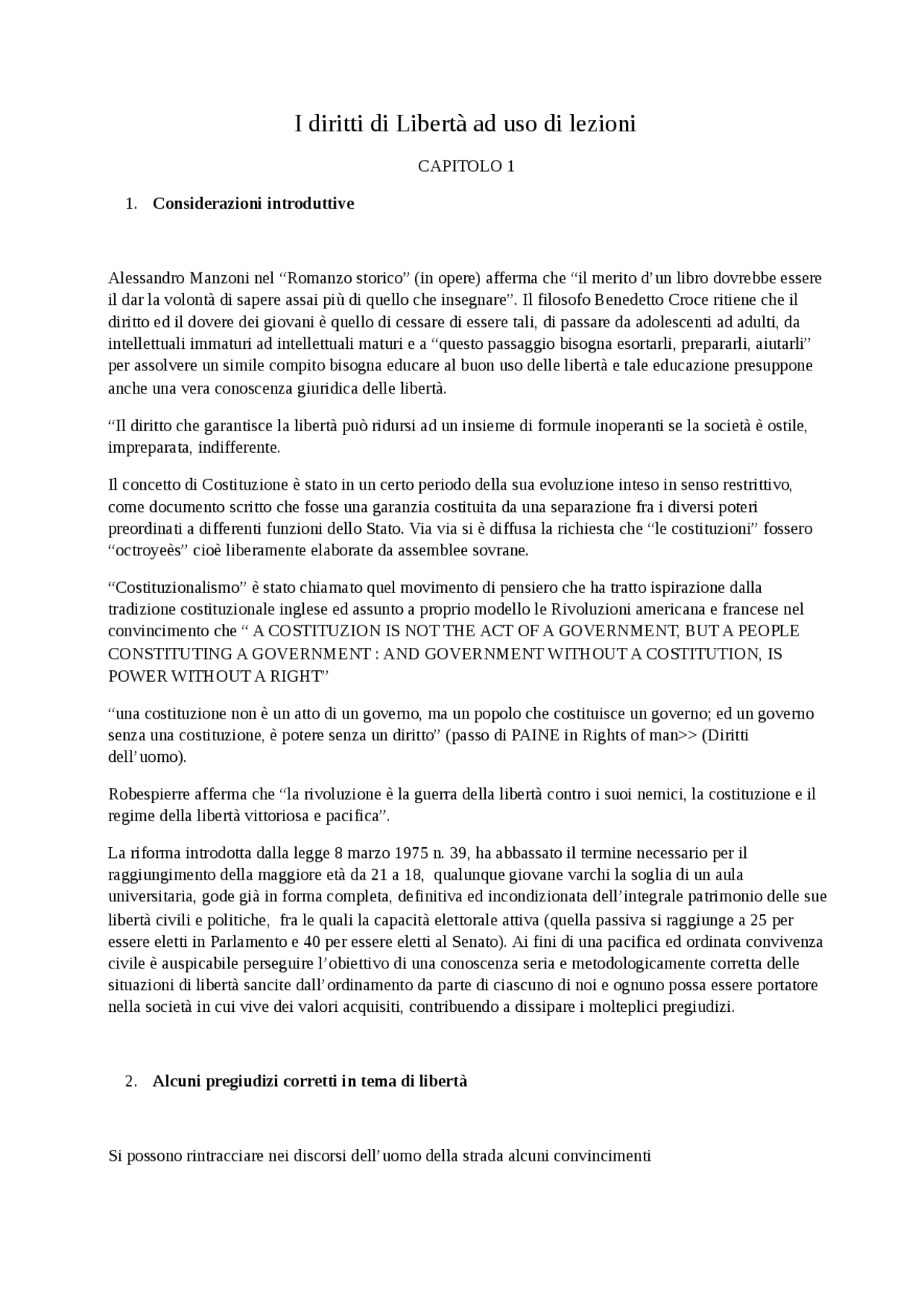 Riassunto Diritto Costituzionale Docsity