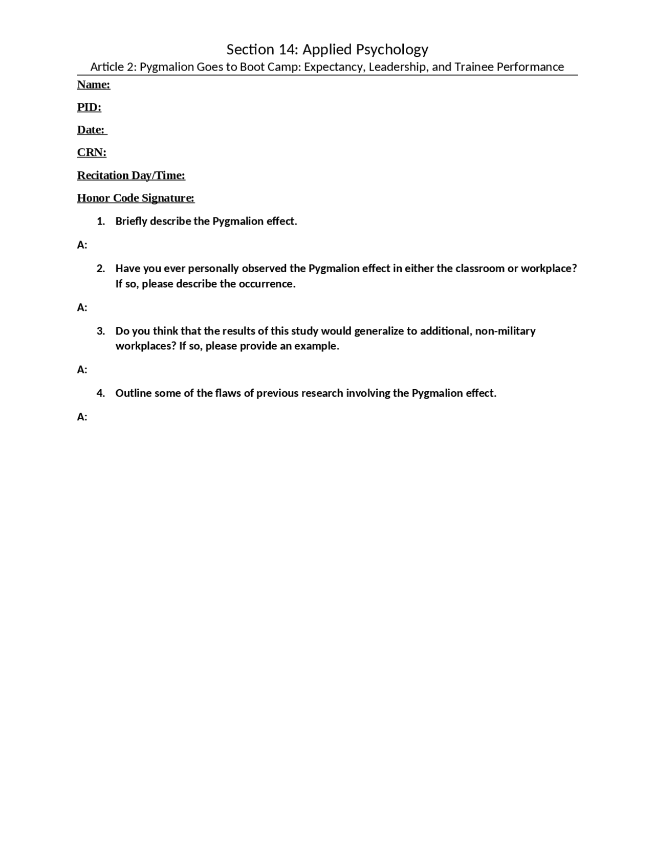 Article 2 - Applied psychology - Introductory Psychology | PSYC 1004 - Docsity