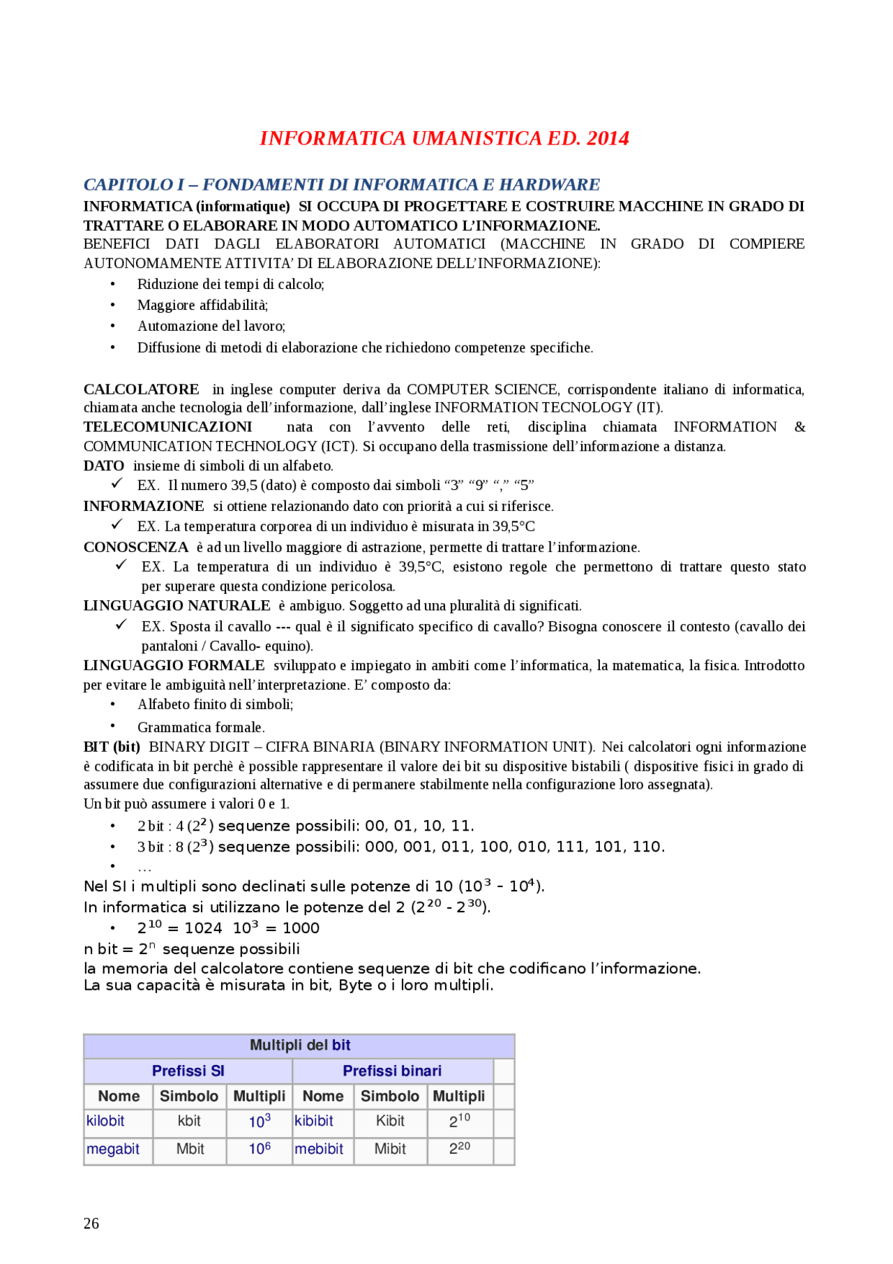 Riassunto Informatica Umanistica Docsity