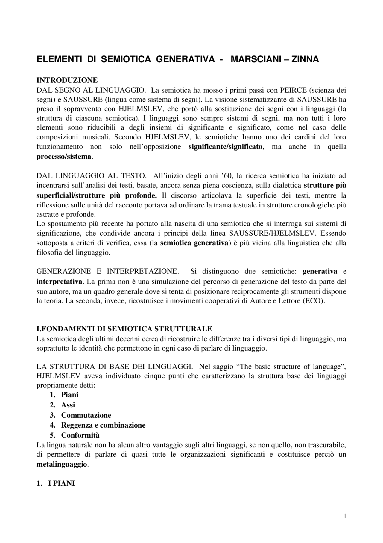Elementi Di Semiotica Generativa Marsciani Zinna Docsity
