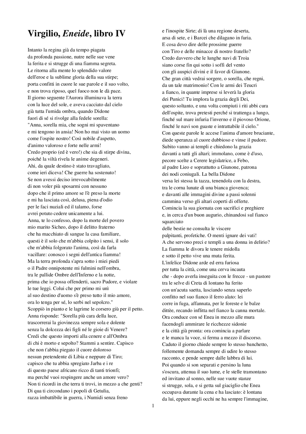 Eneide libro iv - Docsity