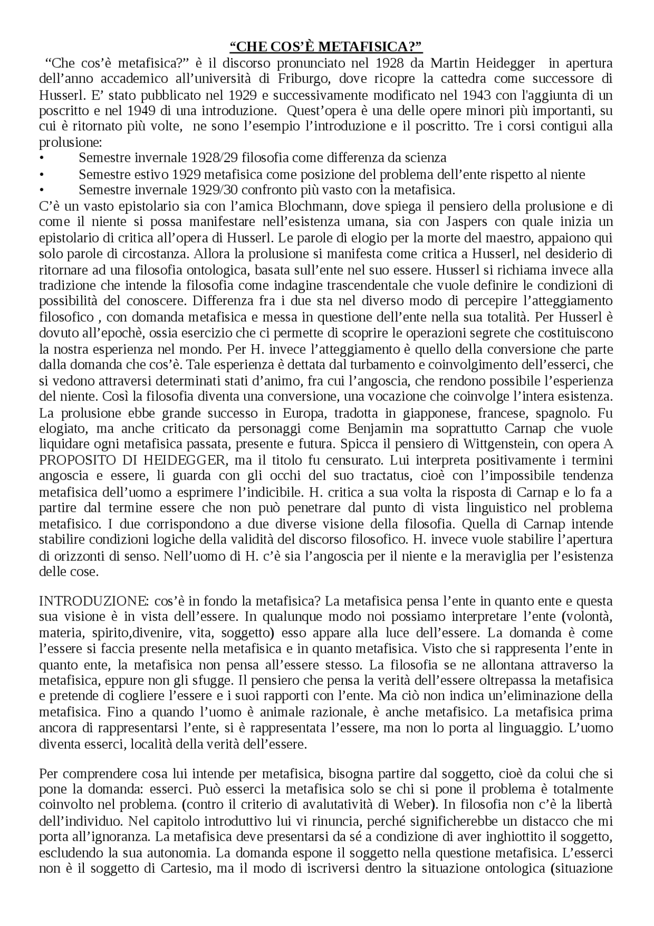 Che Cosè Metafisica Di Martin Heidegger Docsity
