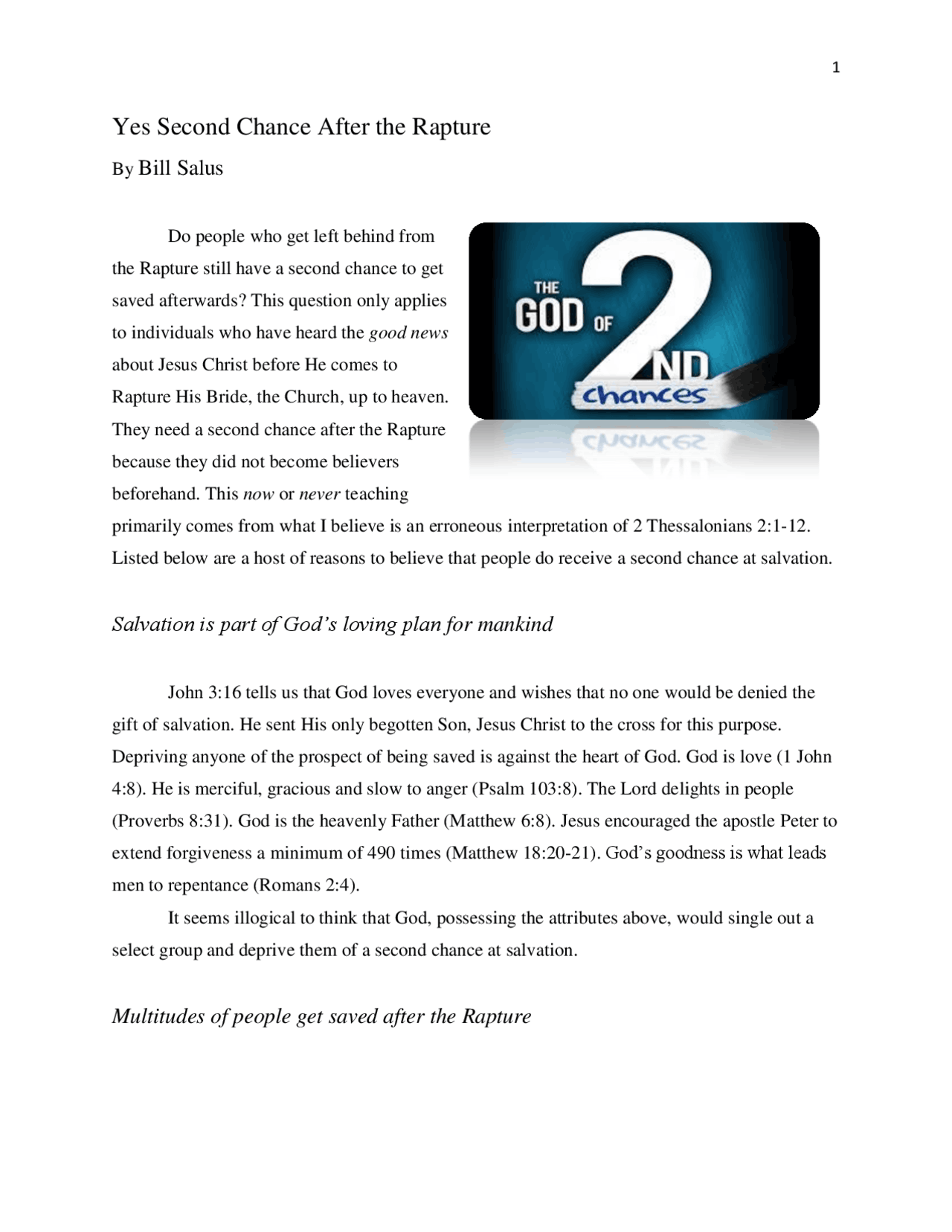 Second Chance for Salvation After the Rapture: A Biblical Perspective ...