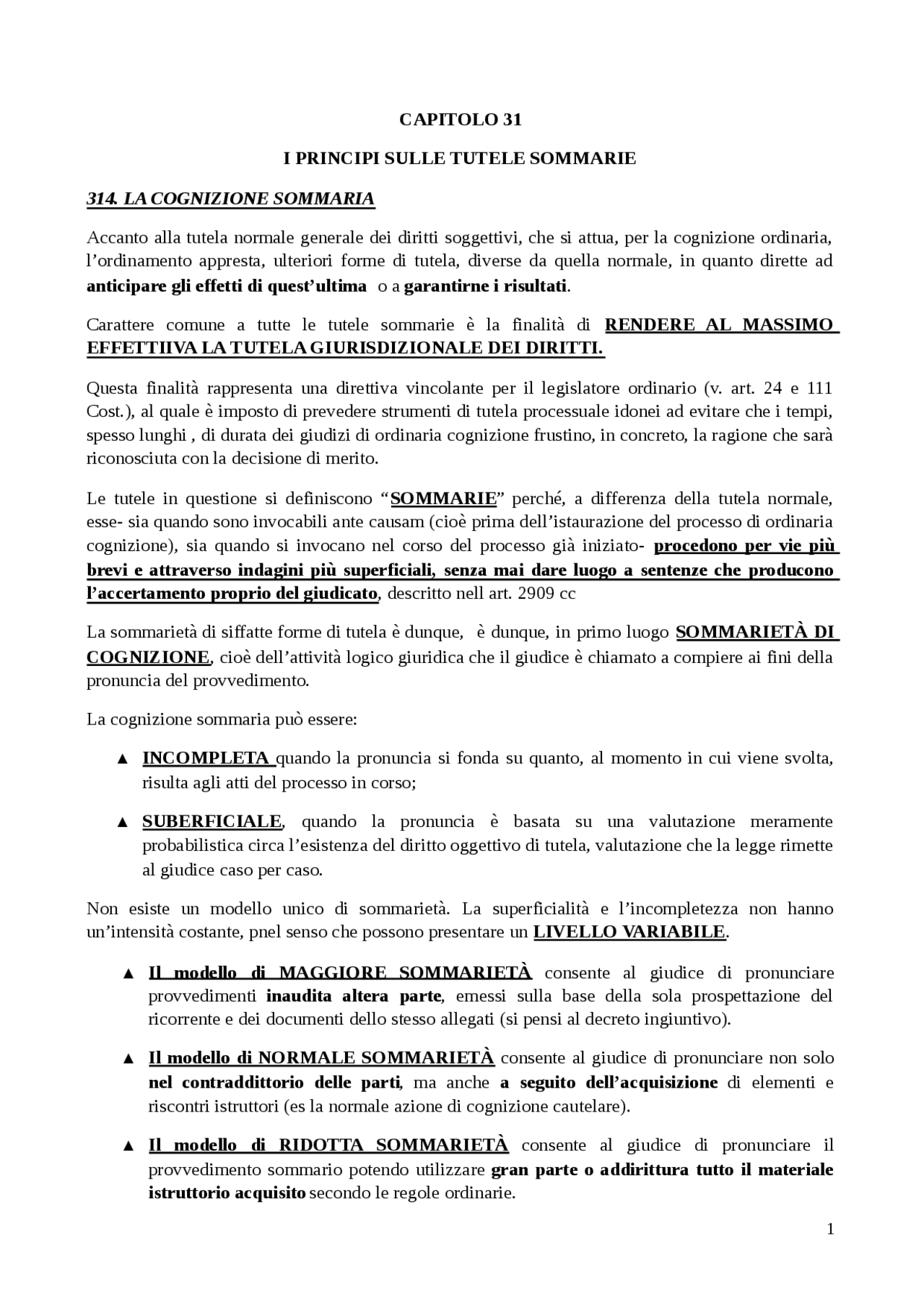 I Principi Sulle Tutele Sommarie Definizioni Essenziali Appunti Di