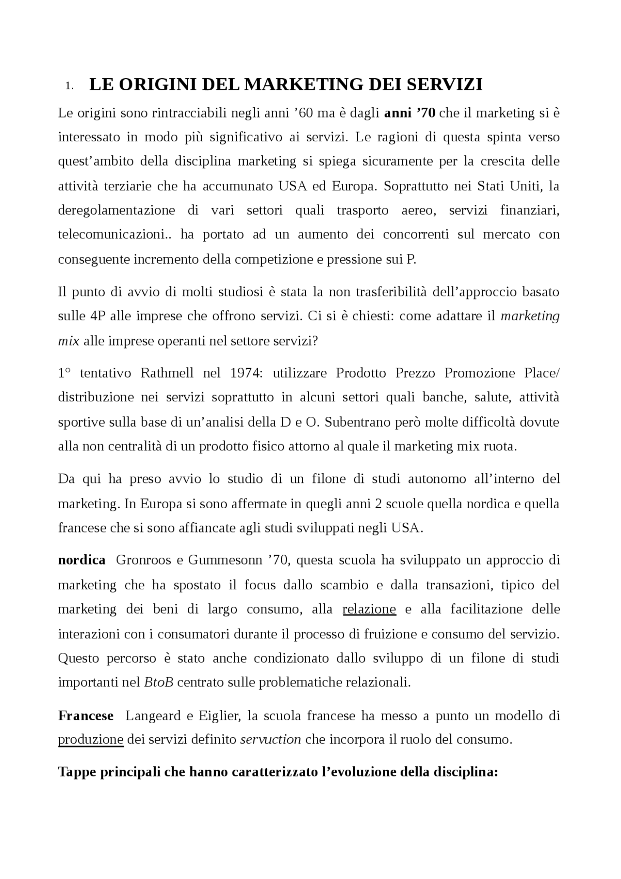 Marketing Dei Servizi Prove Desame Di Marketing Docsity