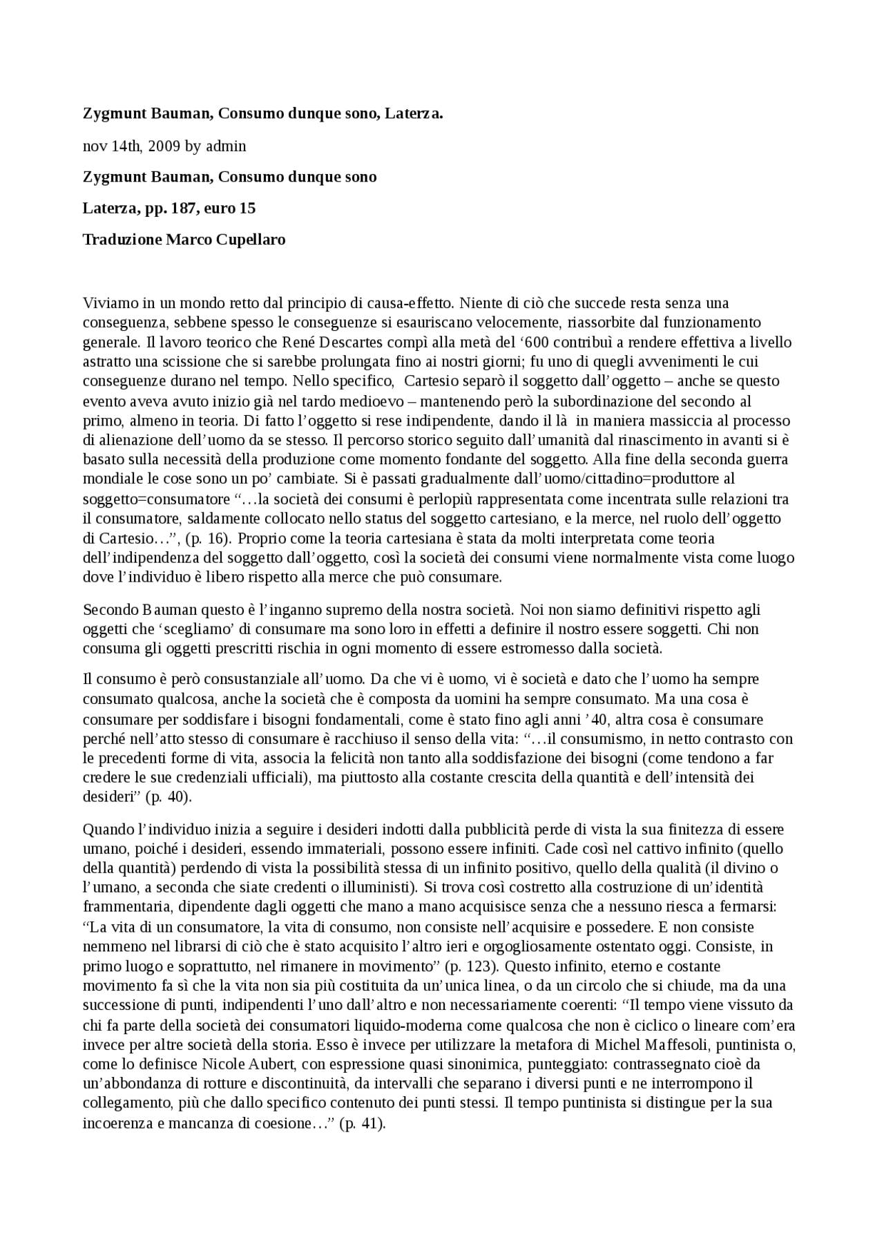 Zygmunt Bauman Dispense Di Sociologia Docsity
