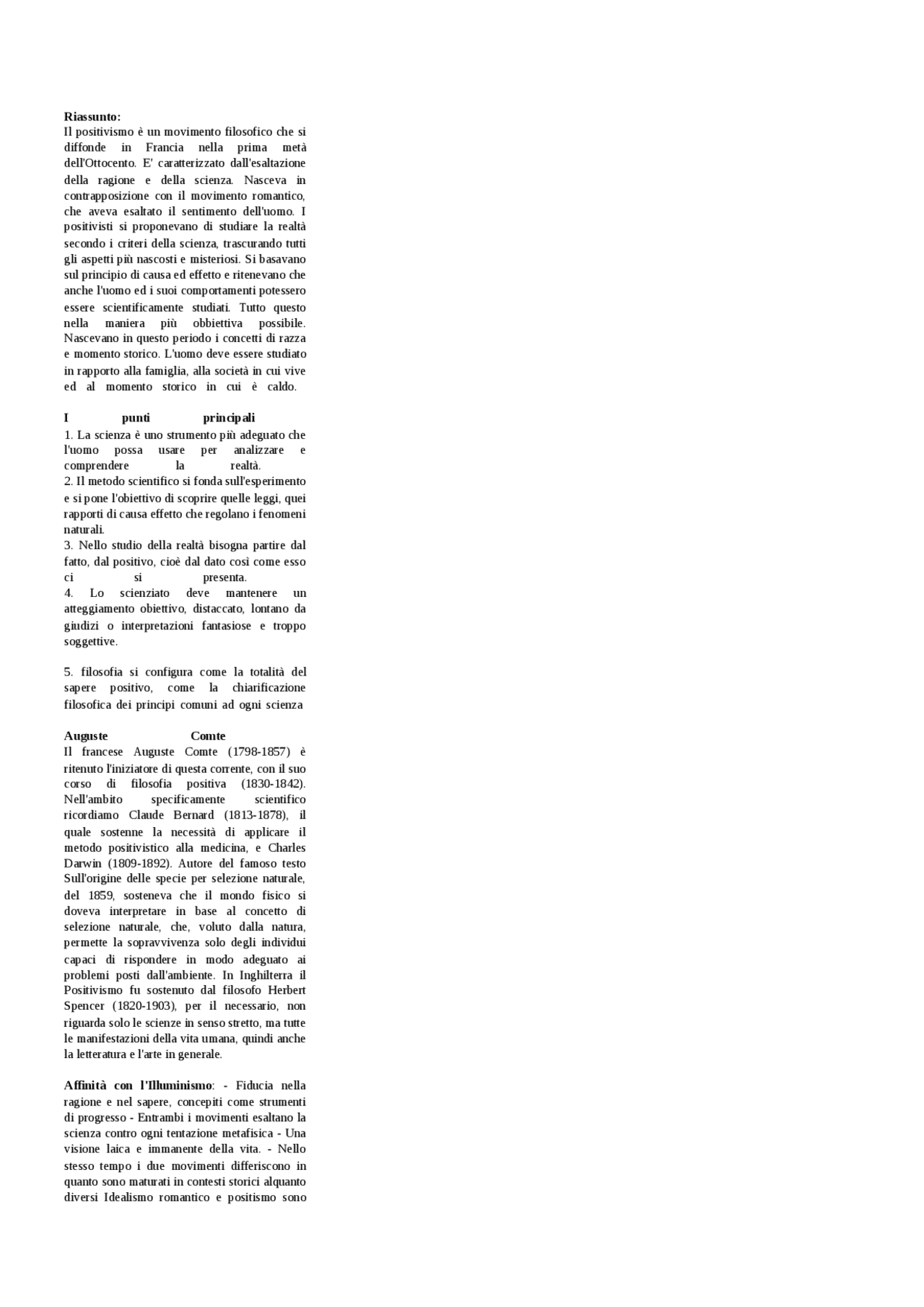 Positivismo Docsity