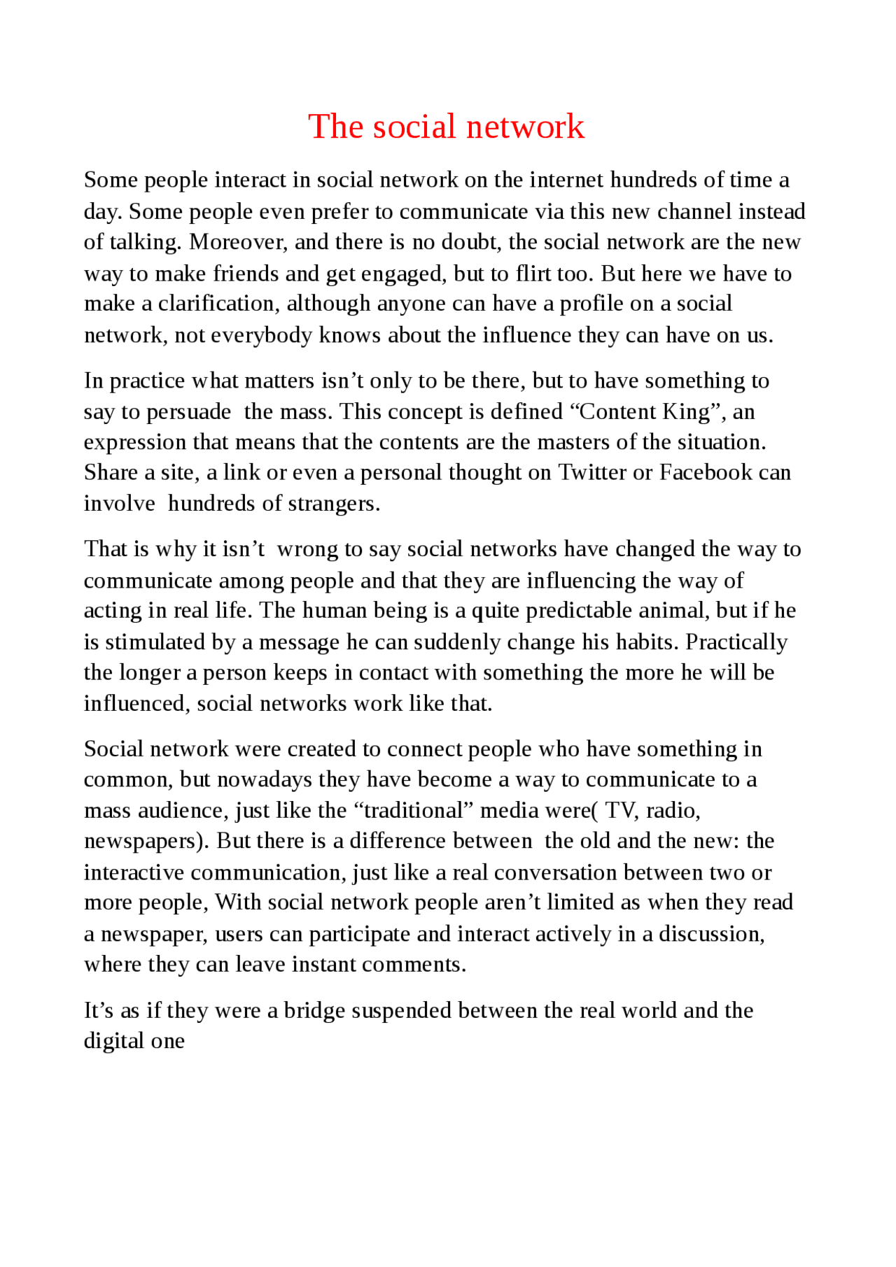 The Social Network Docsity