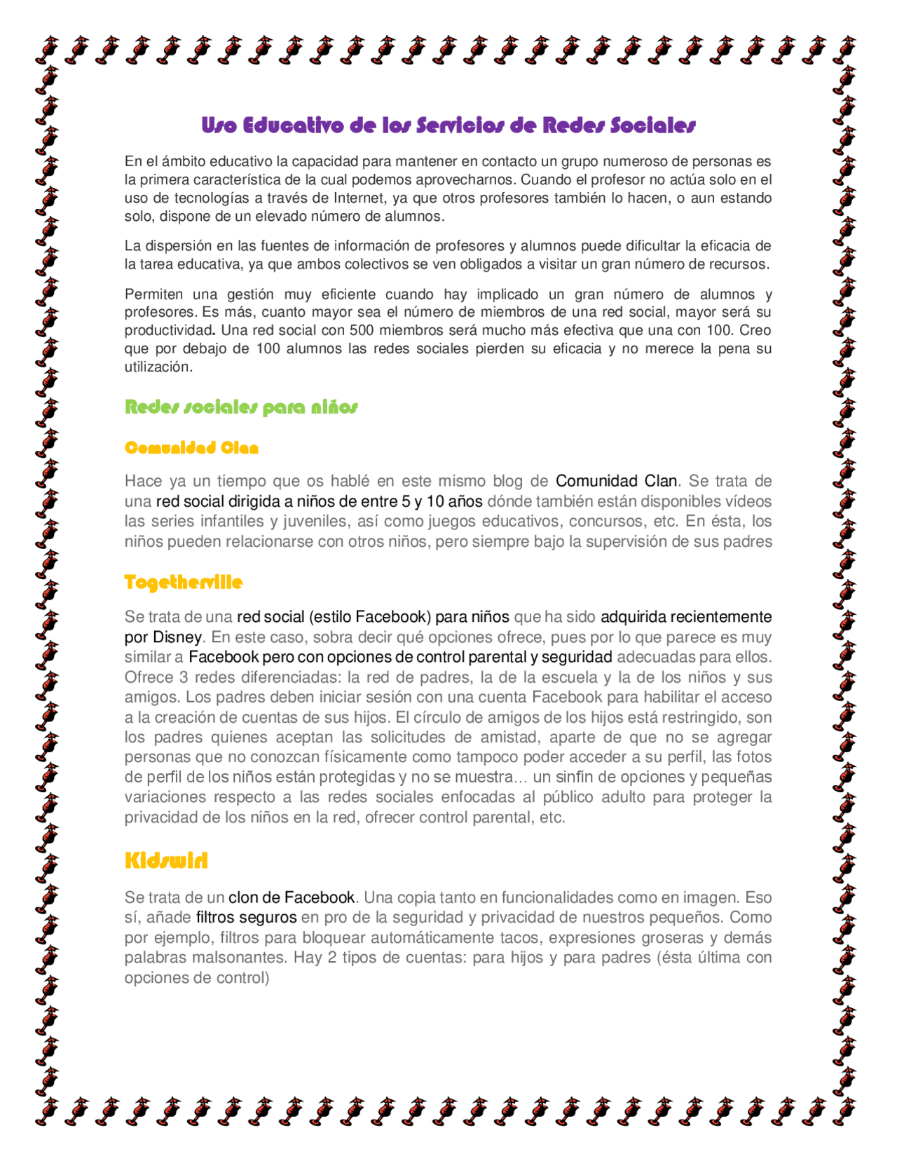 Redes Sociales Educación Docsity
