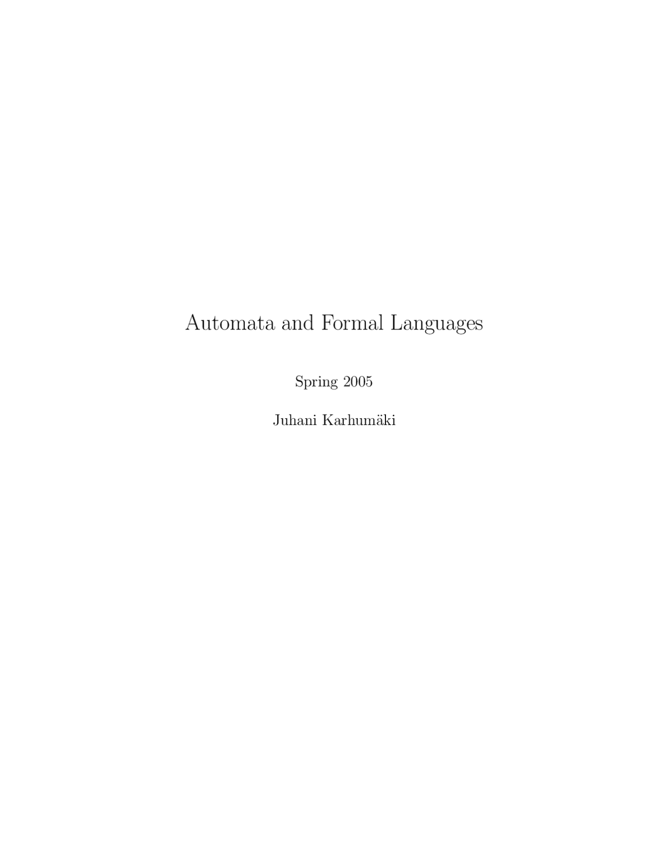 2 karhumki automata and formal languages (1) | Exams Theory of Automata | Docsity