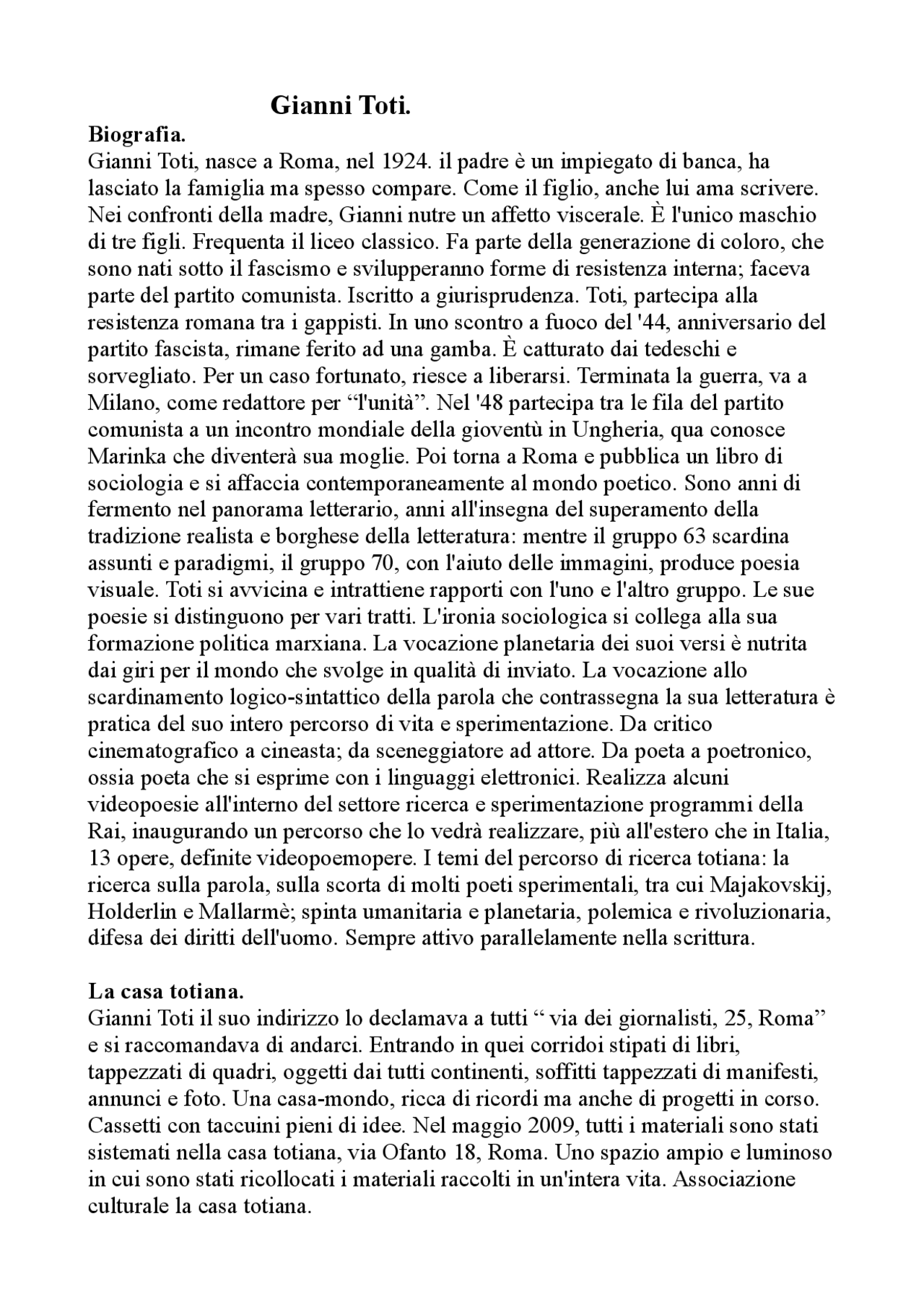 Gianni Toti Docsity