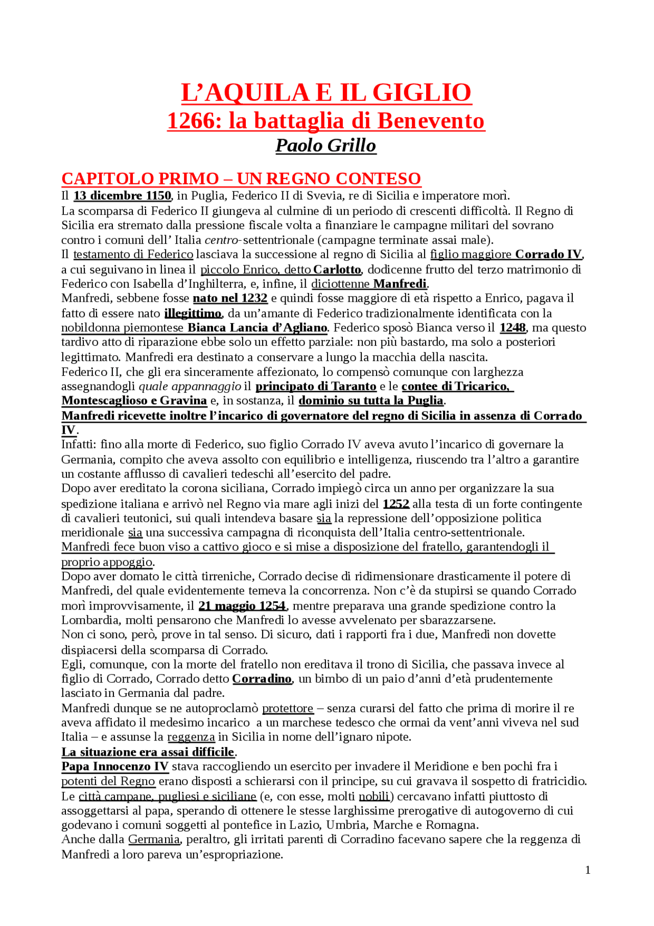Laquila E Il Giglio Paolo Grillo Docsity