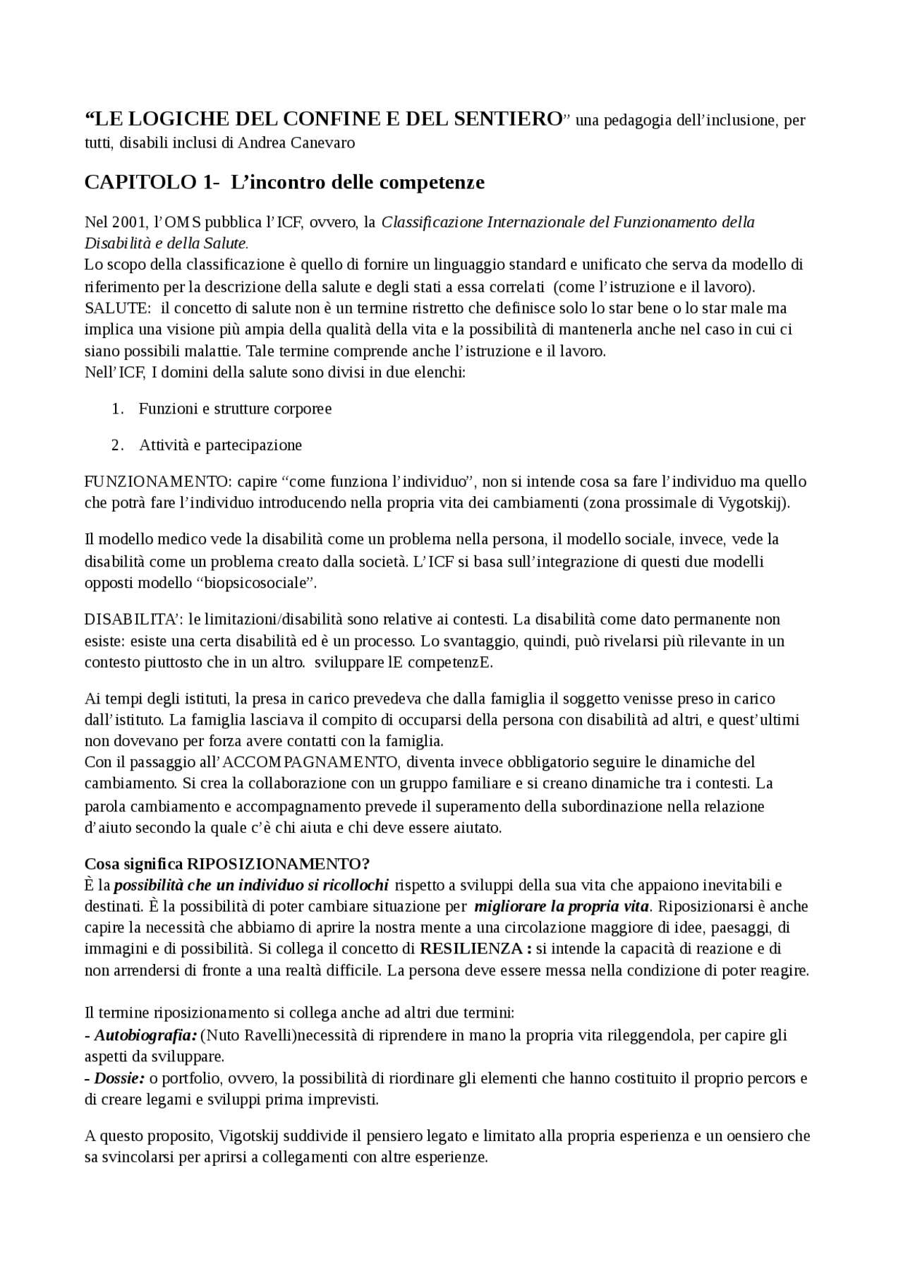 Le Logiche Del Confine E Del Sentiero Riassunto Docsity