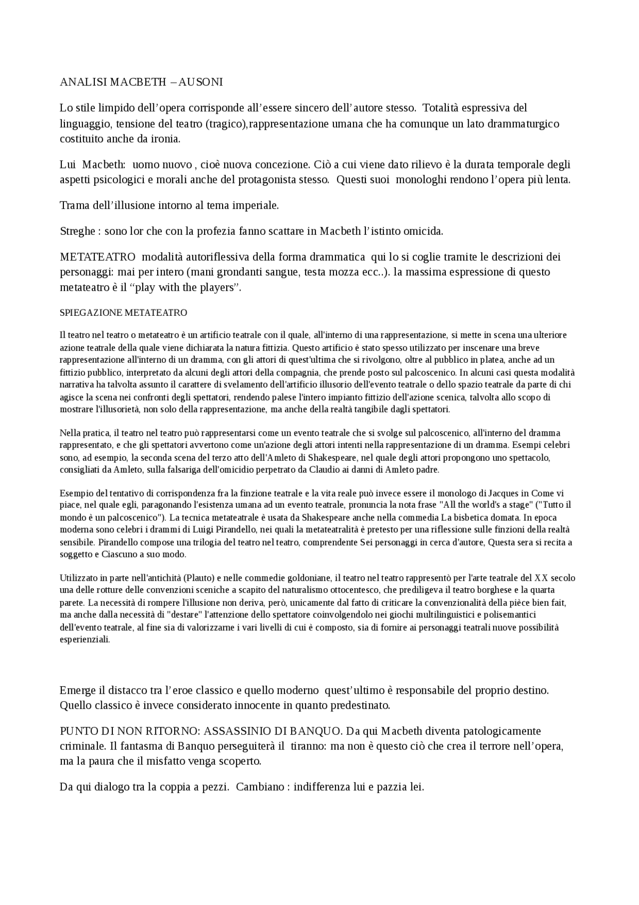 Analisi Macbeth Sintesi Del Corso Di Arte Docsity