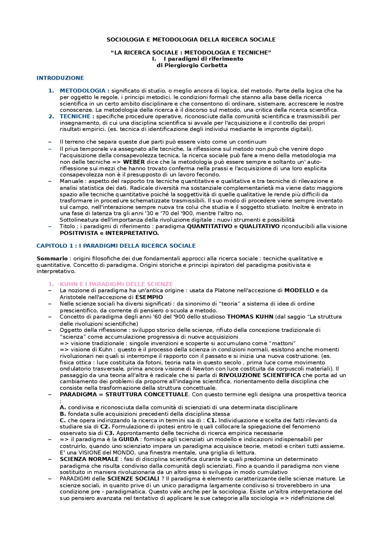 Corbetta Riassunto Docsity