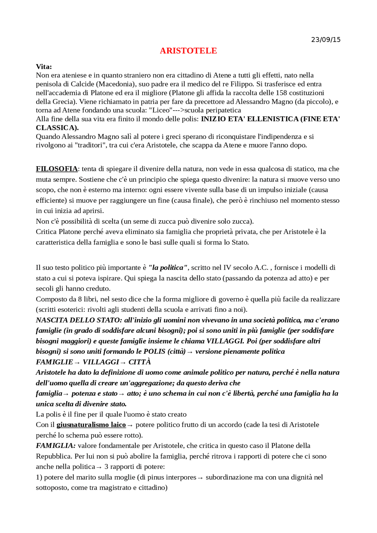 Aristotele Docsity