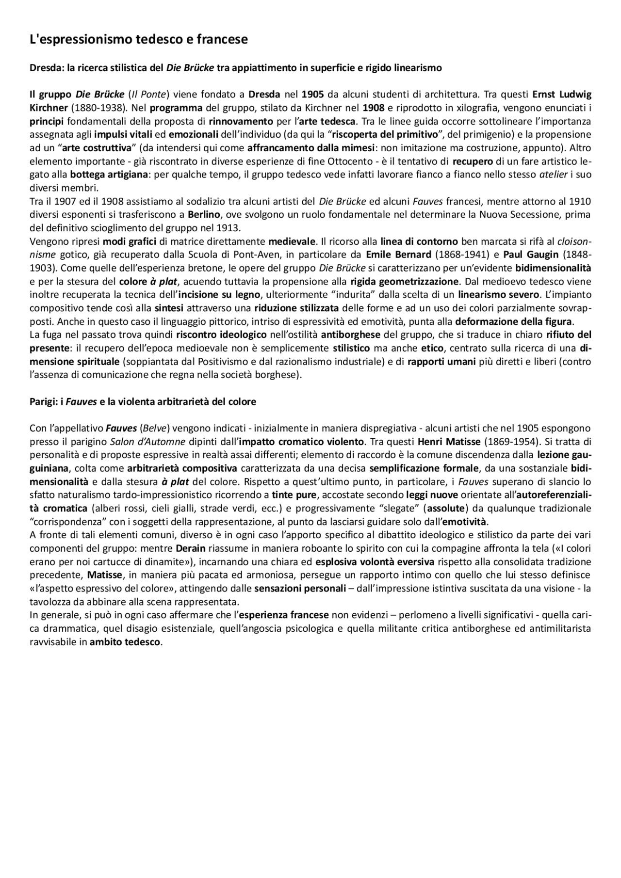 Espressionismo tedesco e francese - Docsity