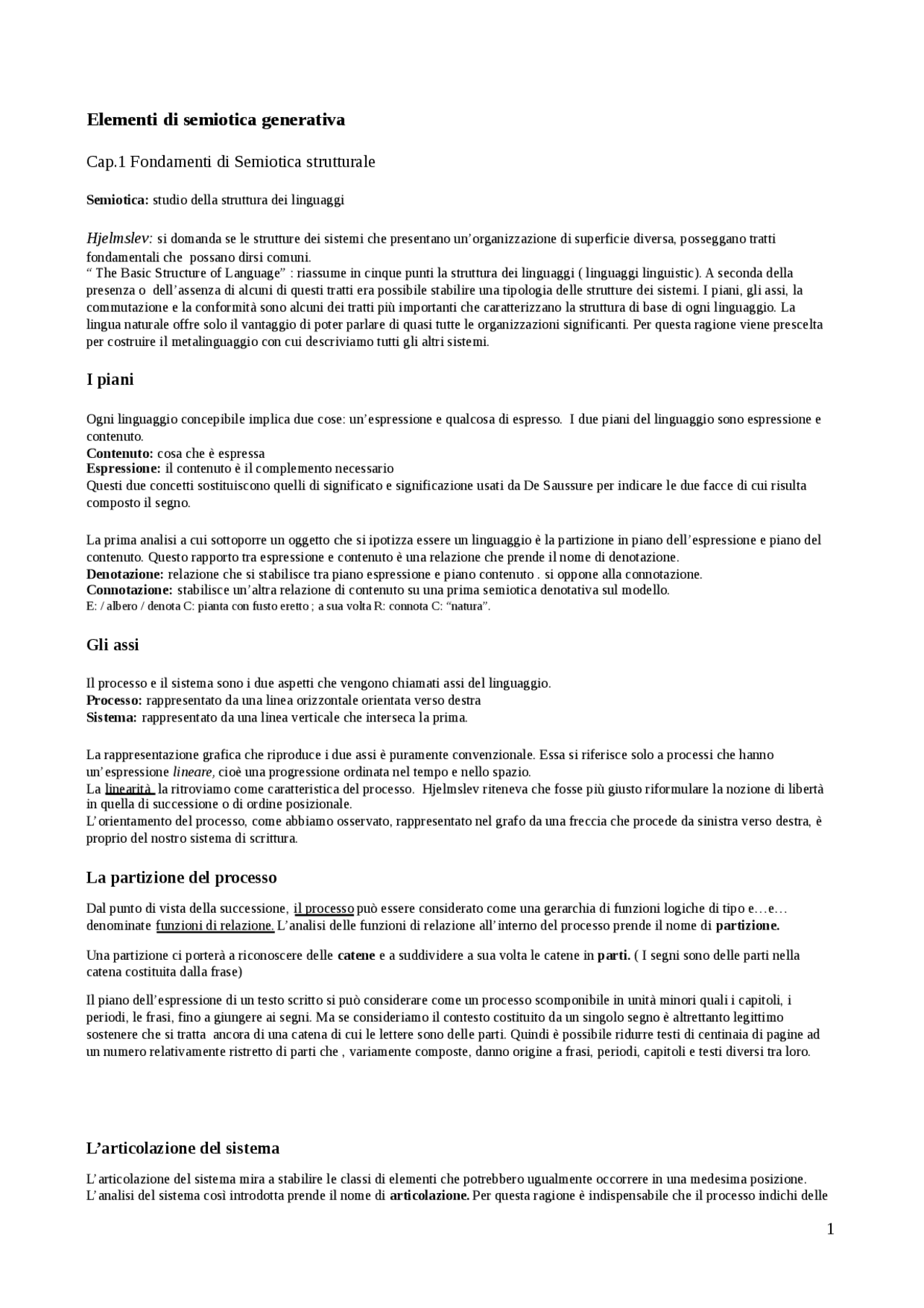 Elementi Di Semiotica Generativa Docsity