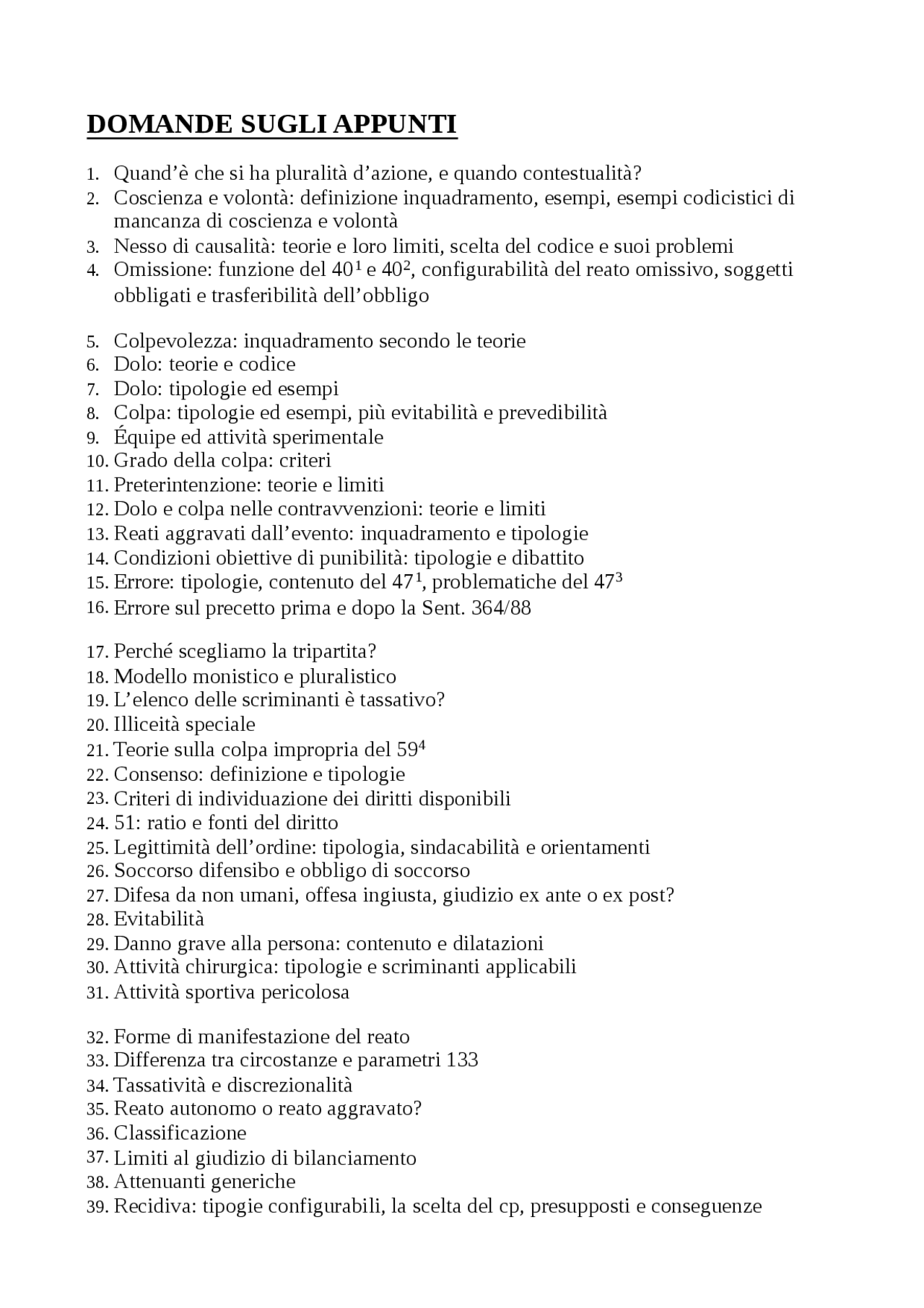 Domande Esame Diritto Penale Docsity