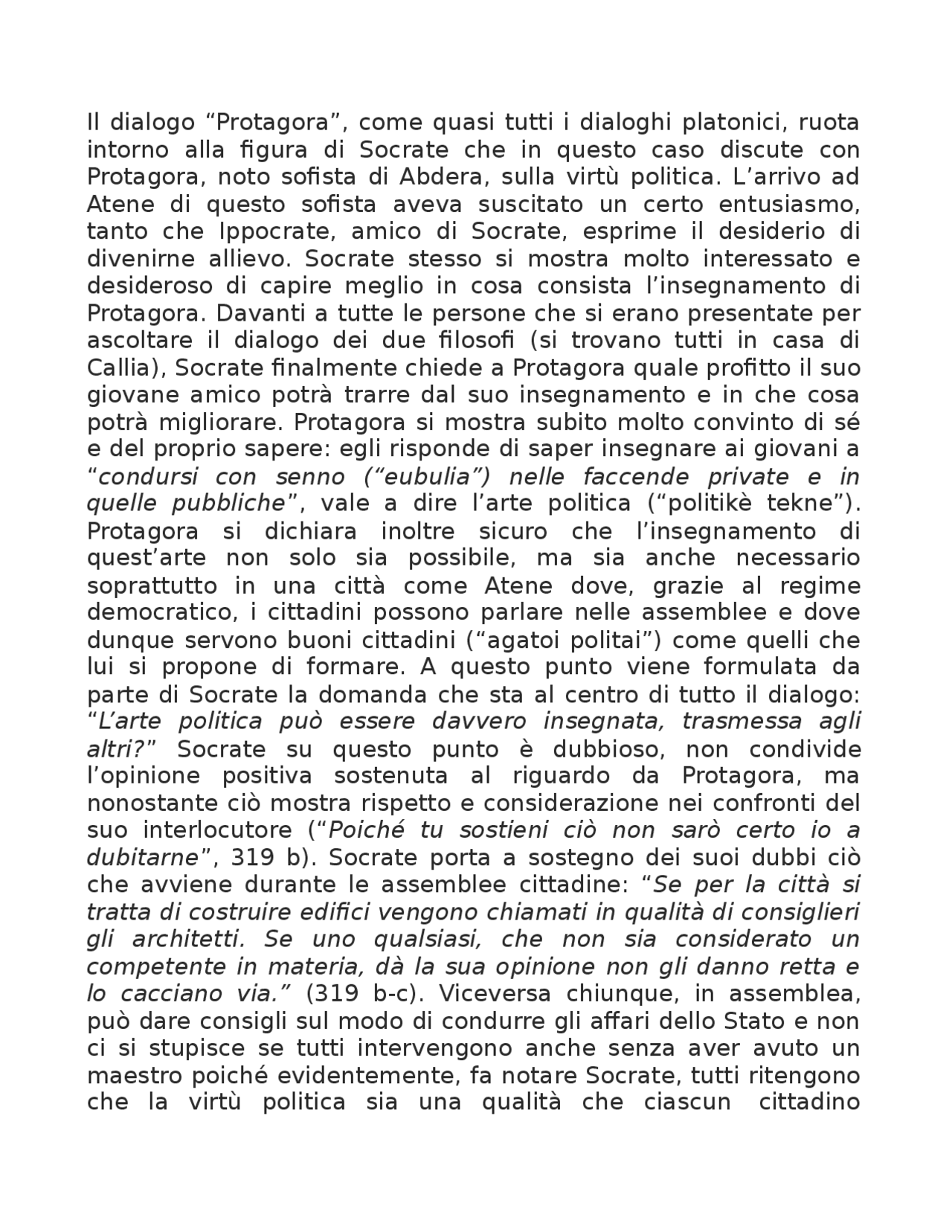 Il dialogoi platone protagora - Docsity