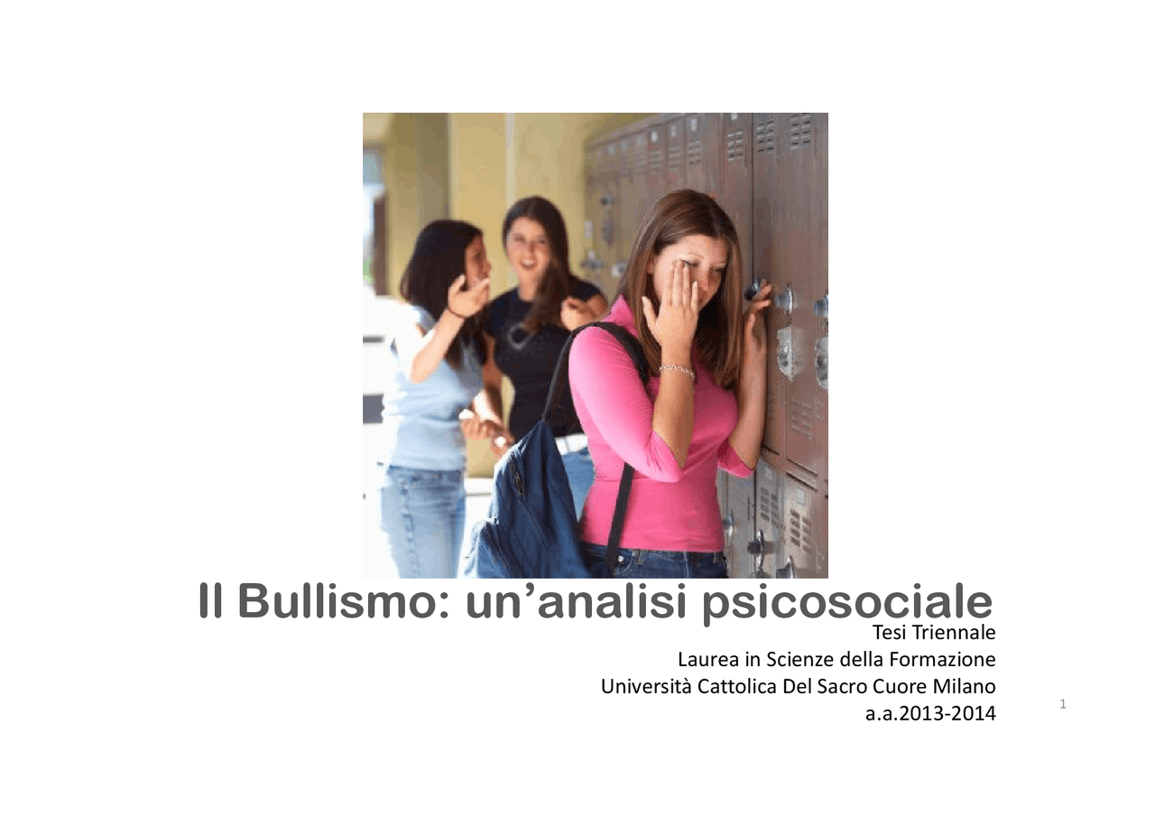 Il Bullismo Docsity