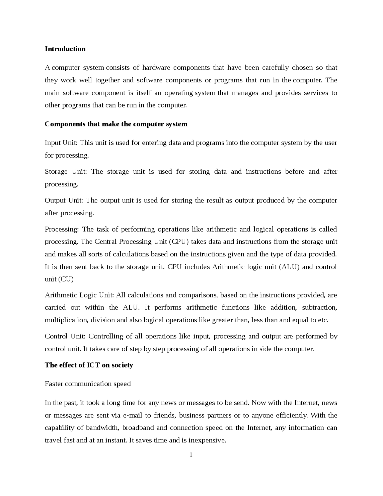 Ict Work Docsity