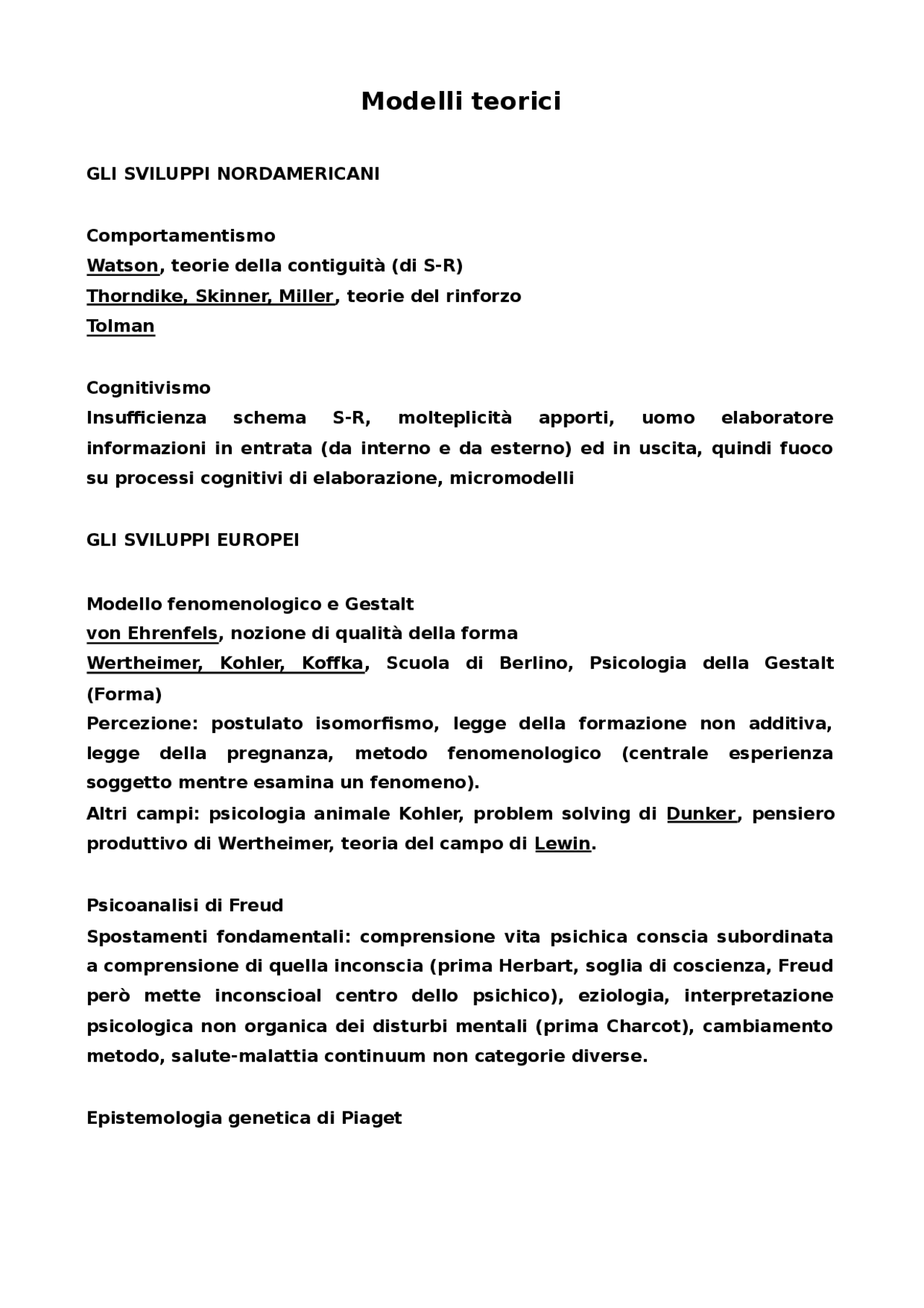 Modelli Teorici Docsity