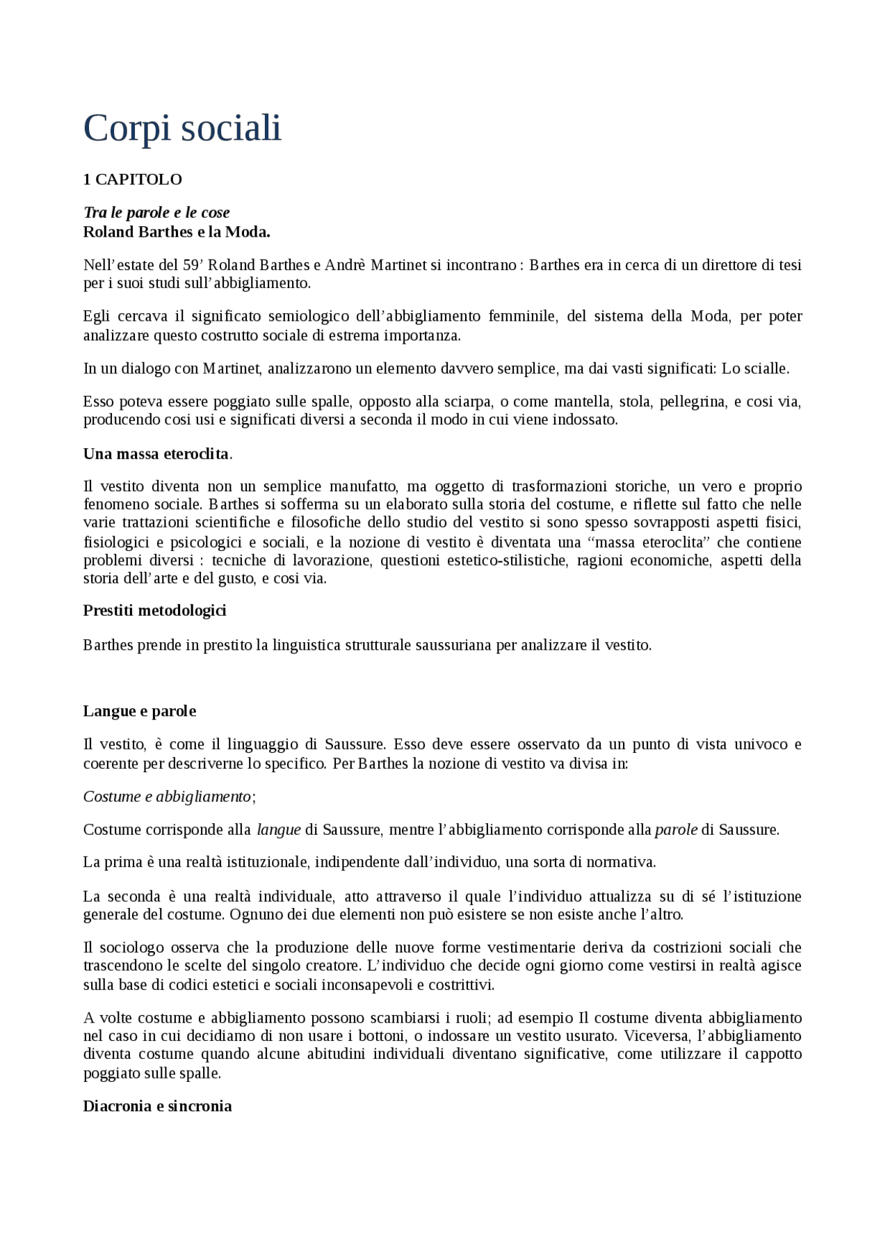 Riassunto Corpi Sociali Docsity