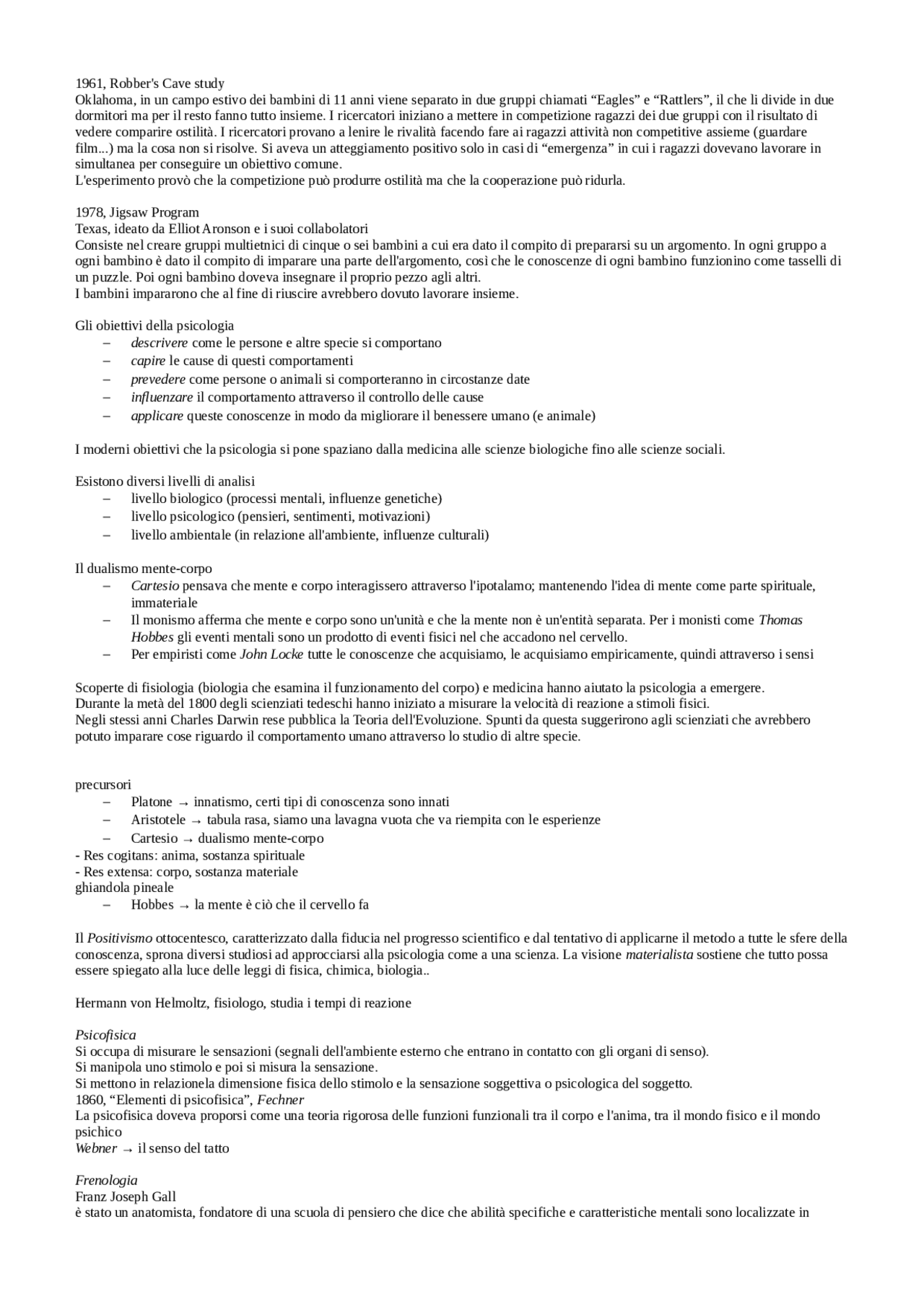 Psicologia Generale Riassunto Docsity