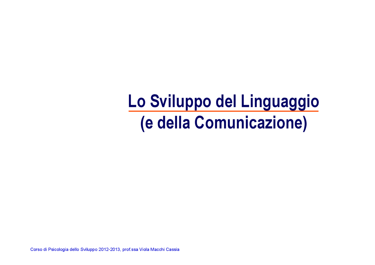 Sviluppo Linguaggio Docsity