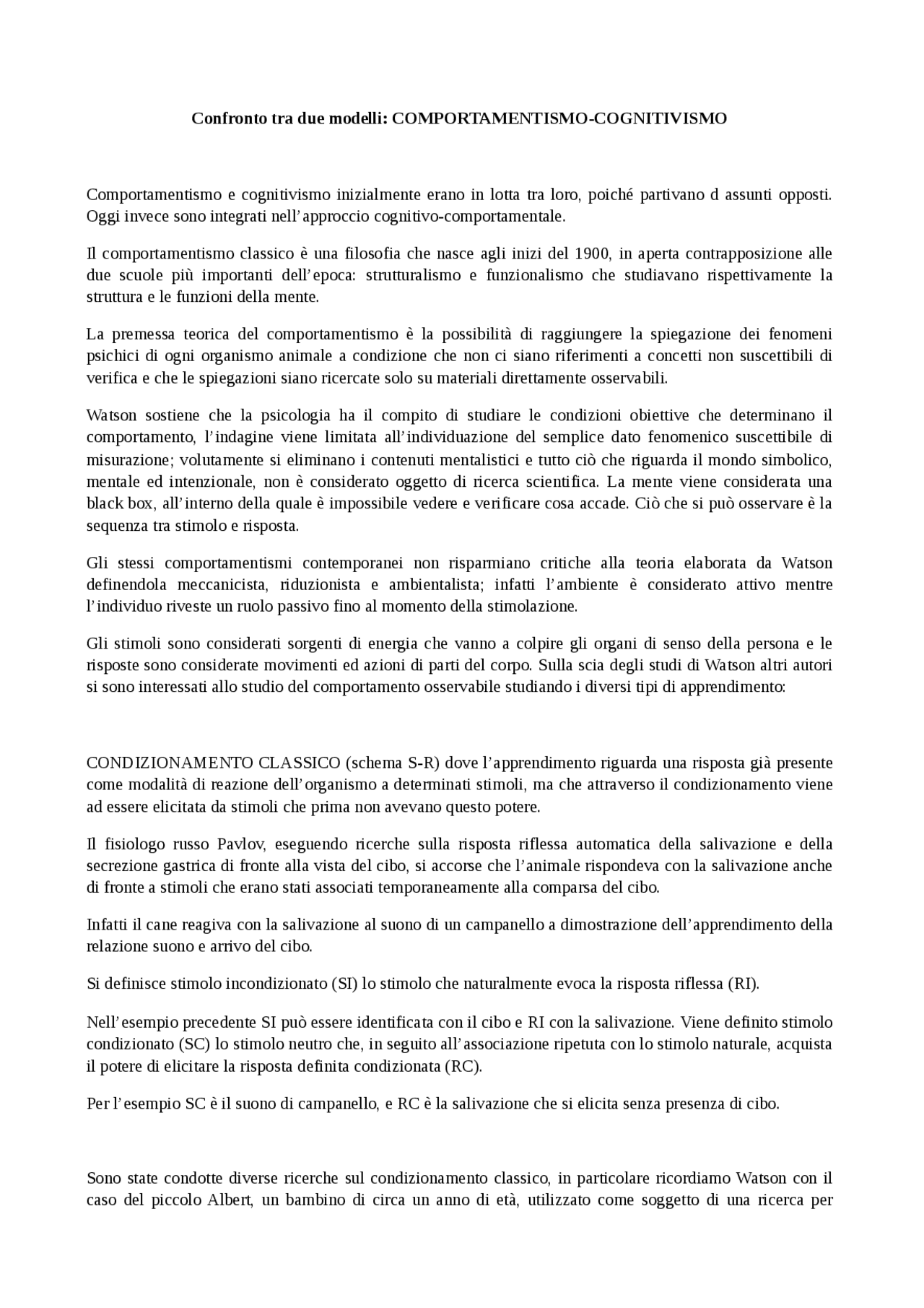Confronto Tra Due Modelli Docsity