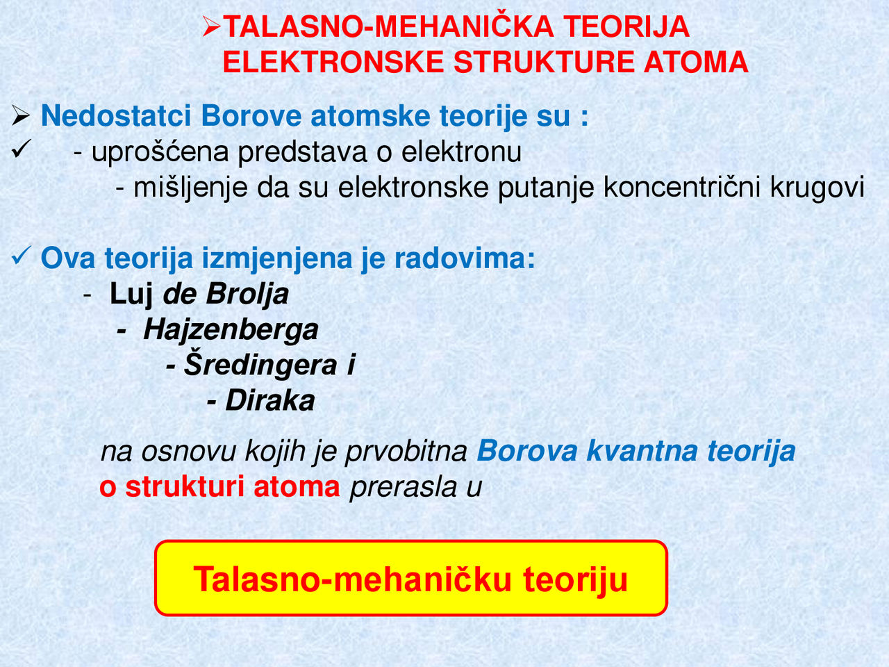 Talasno mehan.model atoma | Slajdovi' predlog Opšta hemija - Docsity