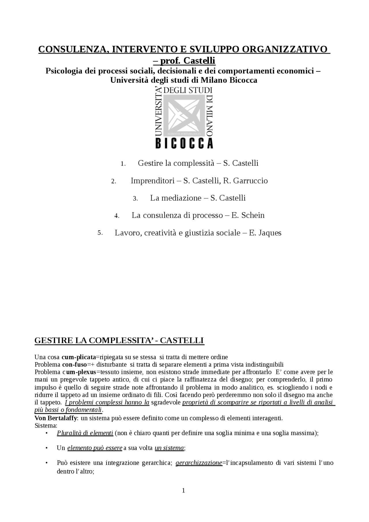 Castelli Riassunti Completi Docsity