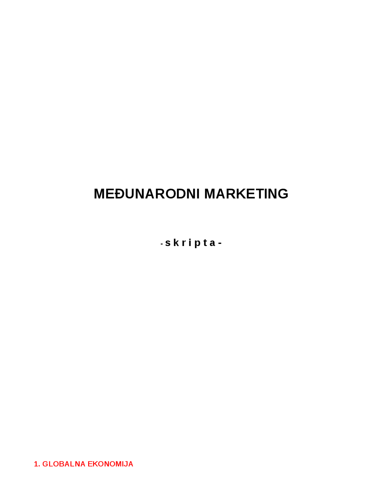Medjunarodni Marketing Skripta Rezime Predlog Business Management
