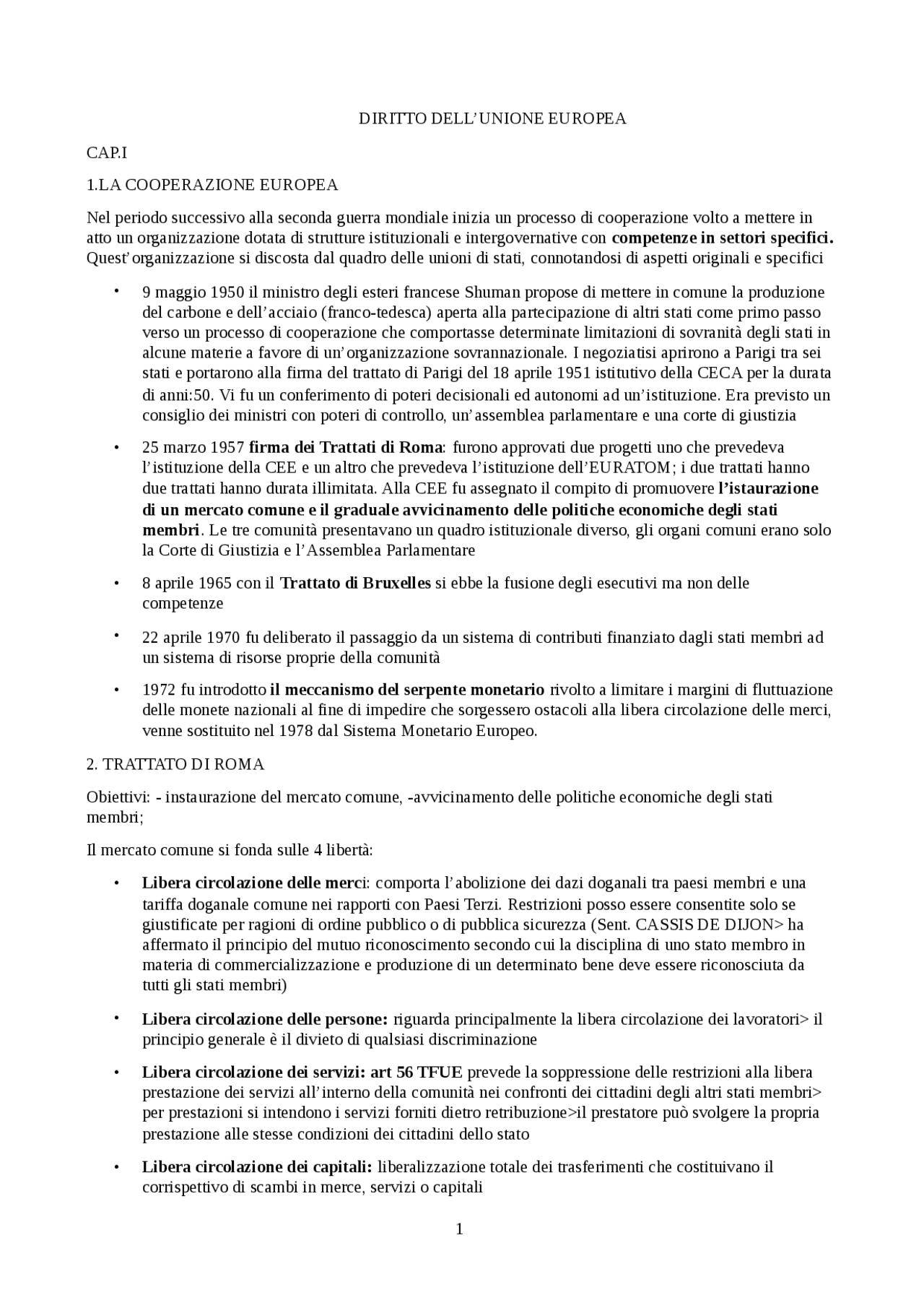 Riassunto Parte Istituzionale Ue Docsity