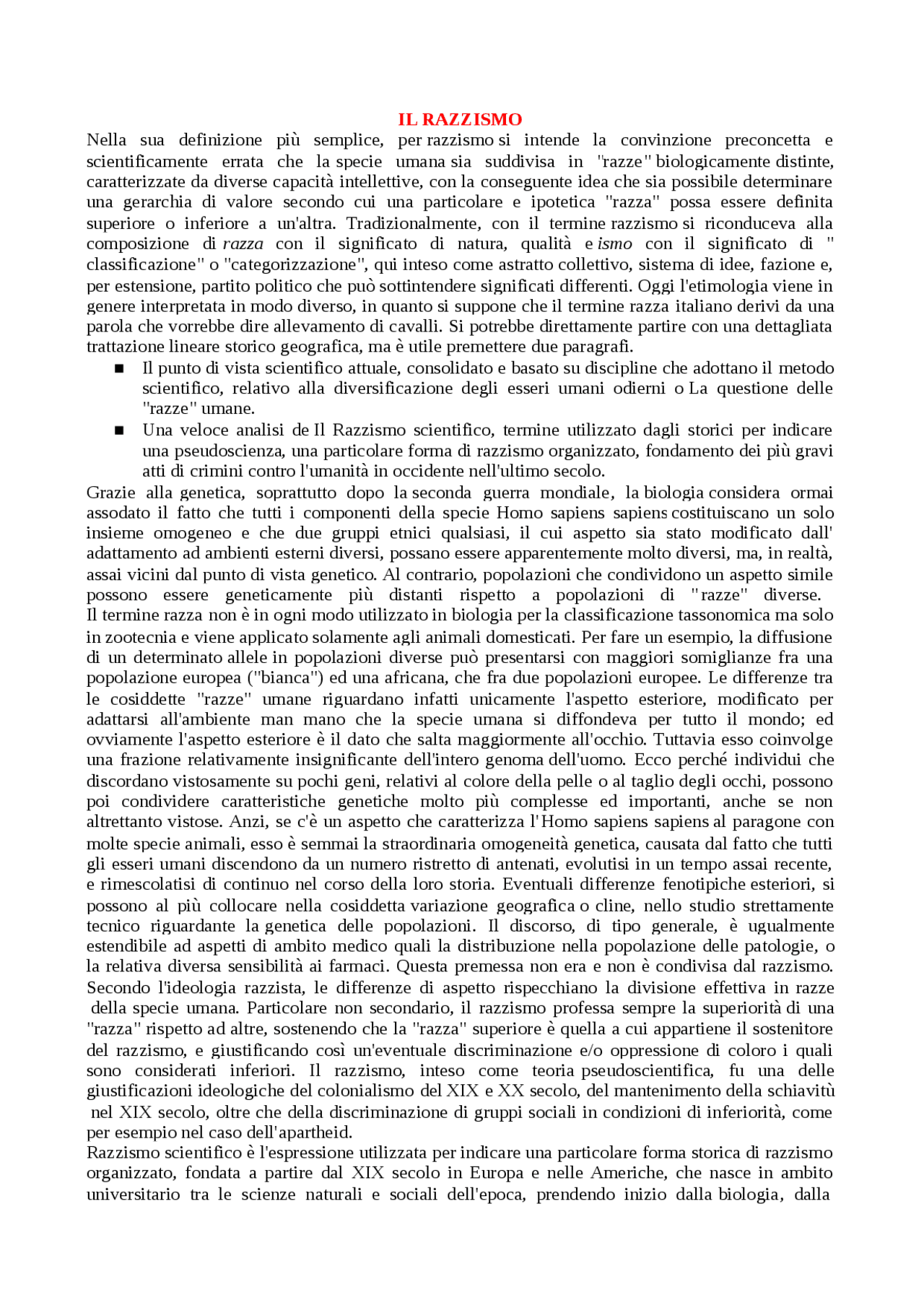 Il Razzismo Docsity