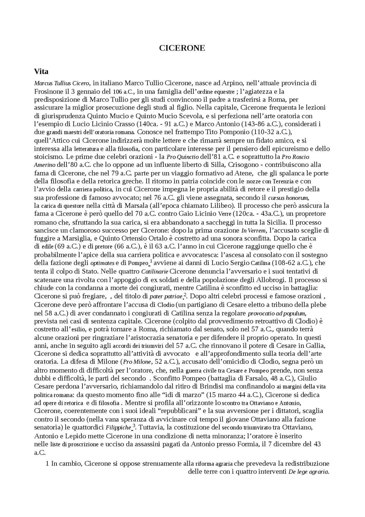 Cicerone Vita E Opere Docsity