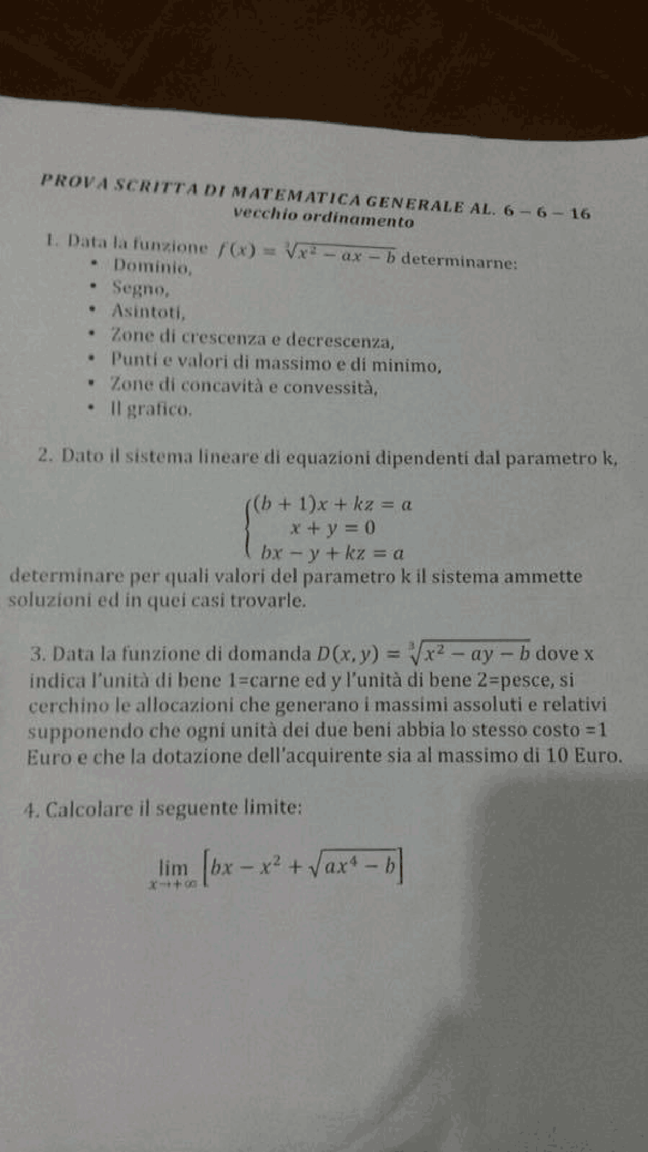 Prova Scritta Mate Generale Scolozzi Prove Desame Di Matematica