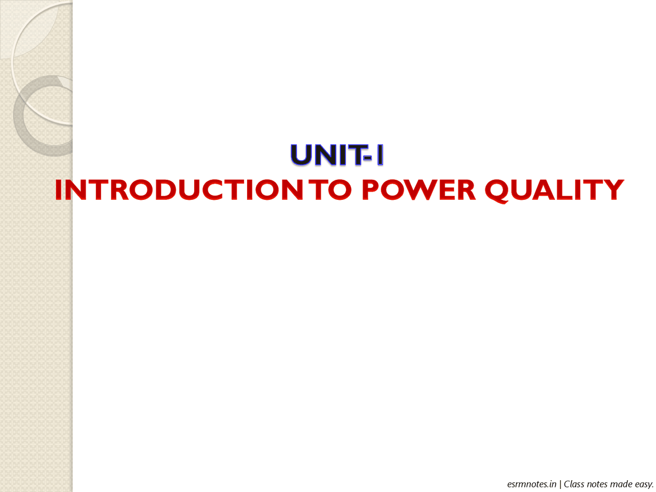 Unit 1 Power Quality Esrmnotes Docsity