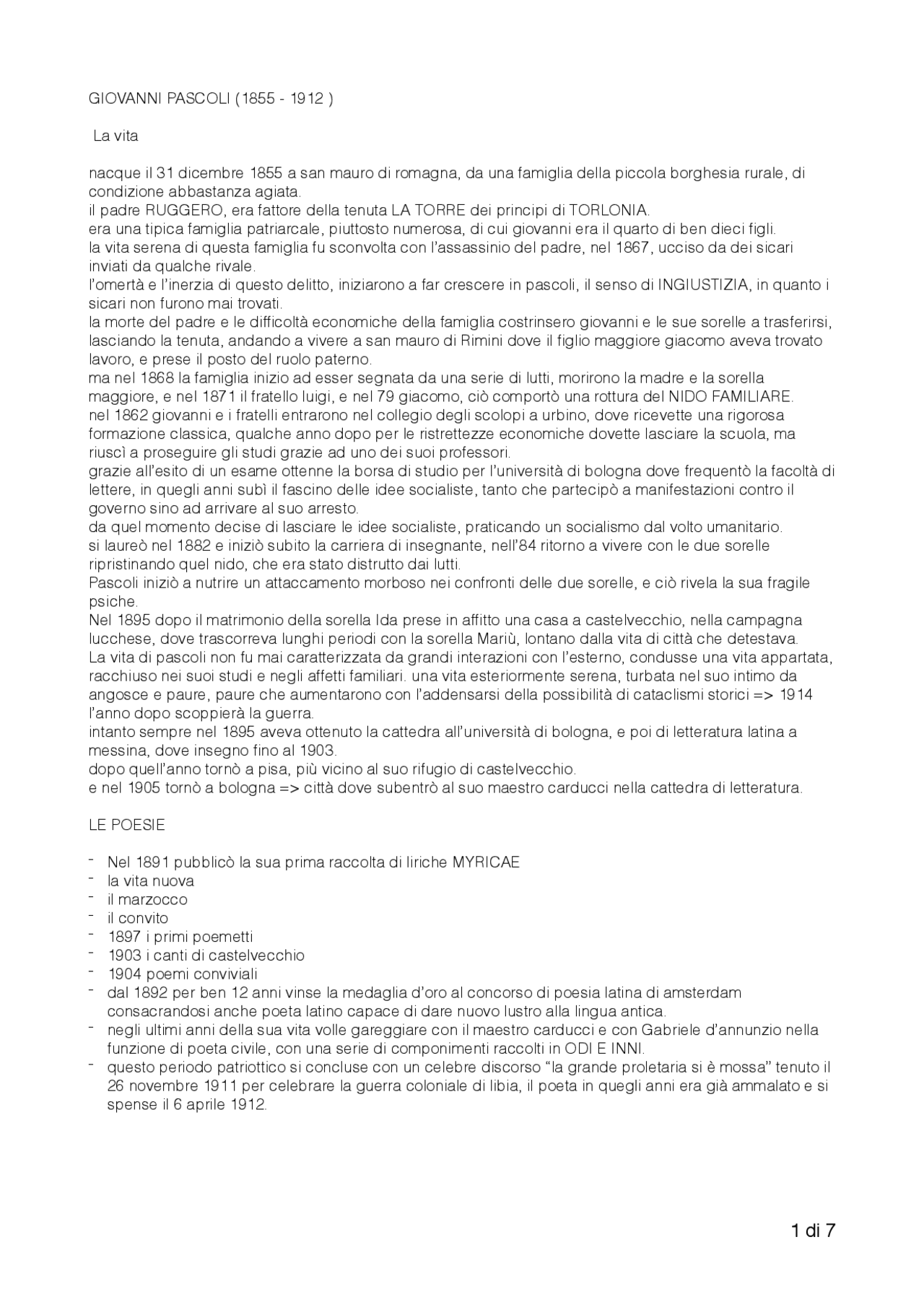 Pascoli Docsity