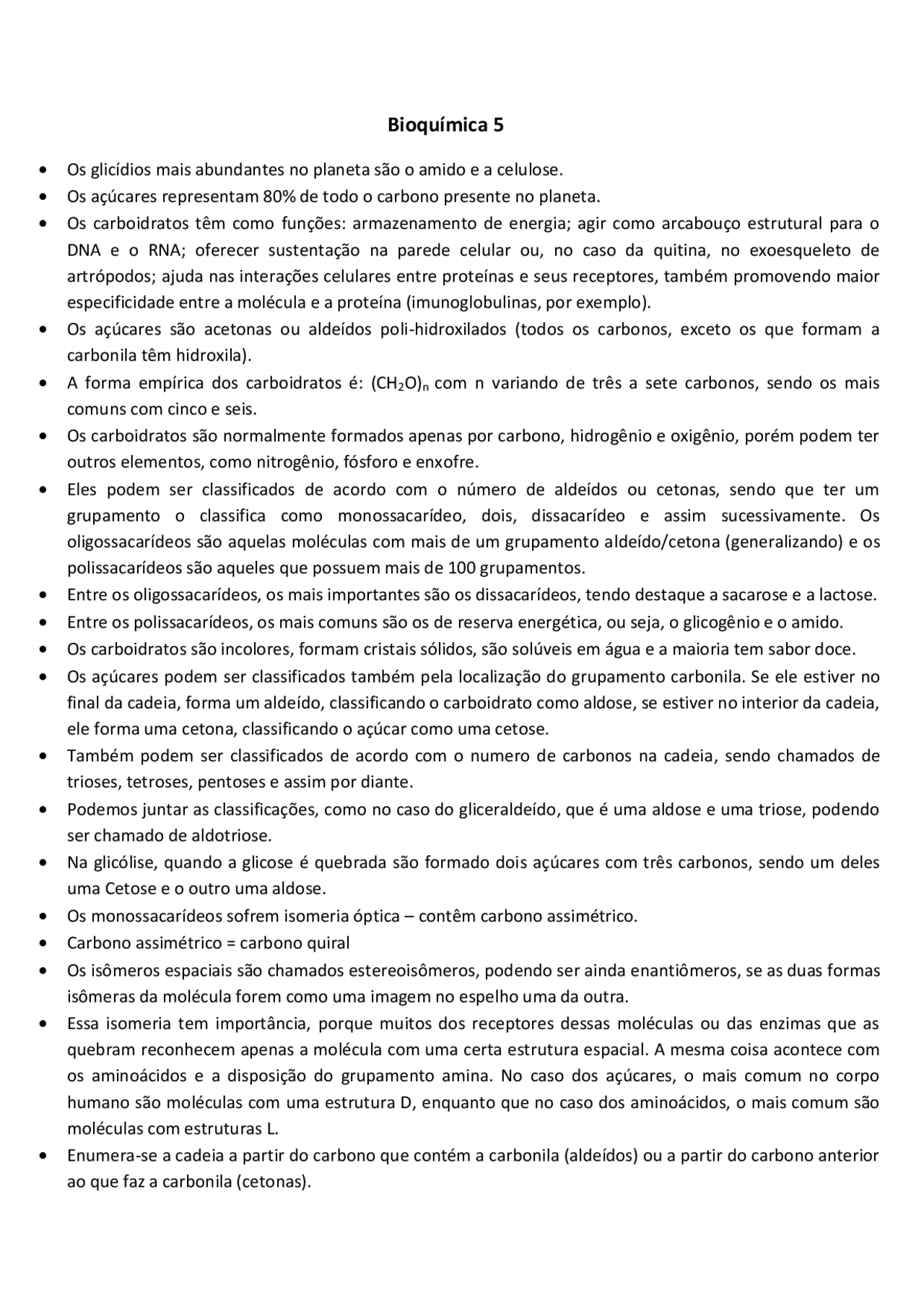 Bioquímica Carboidratos Docsity