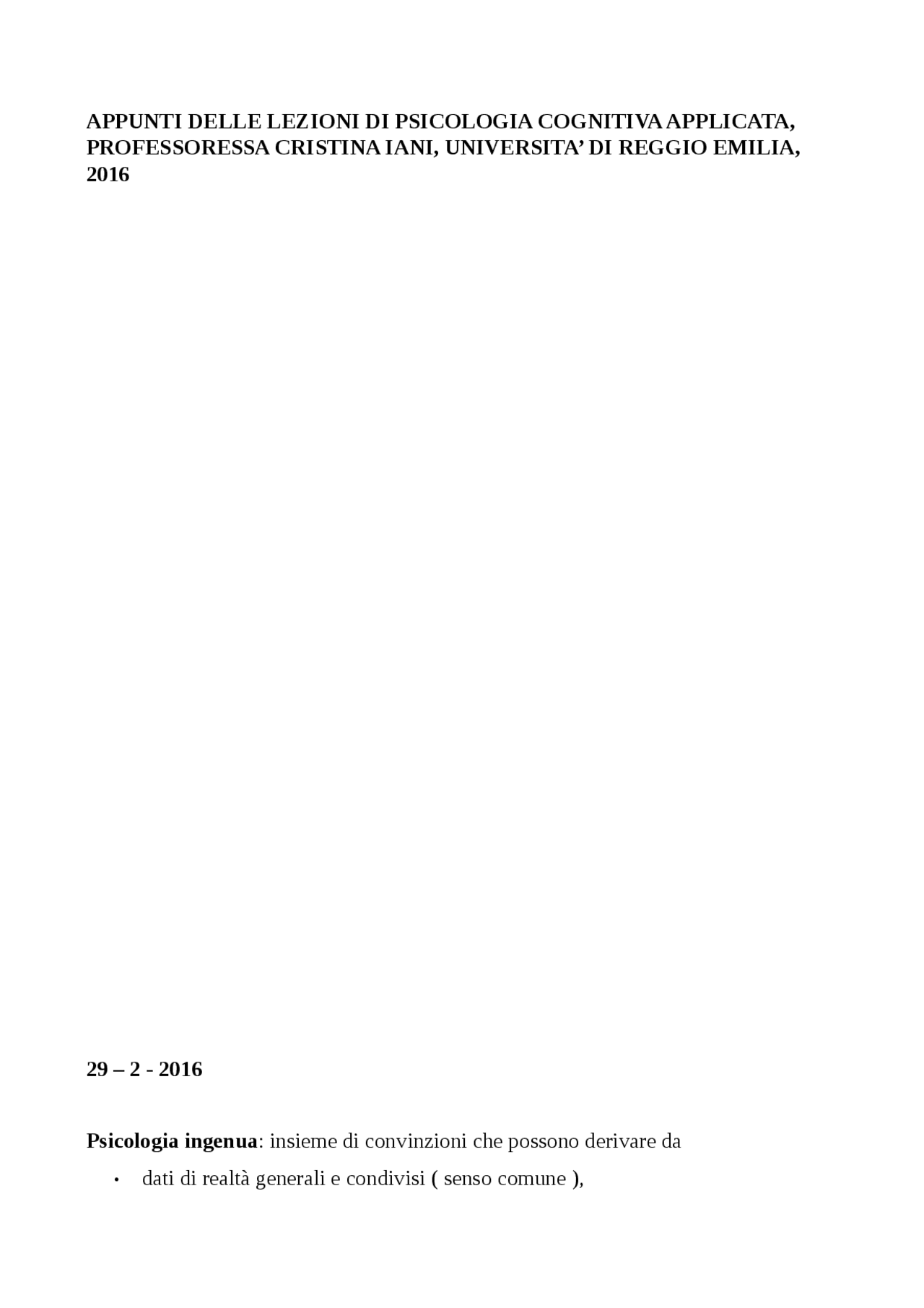 Psicologia Cognitiva Applicata Docsity