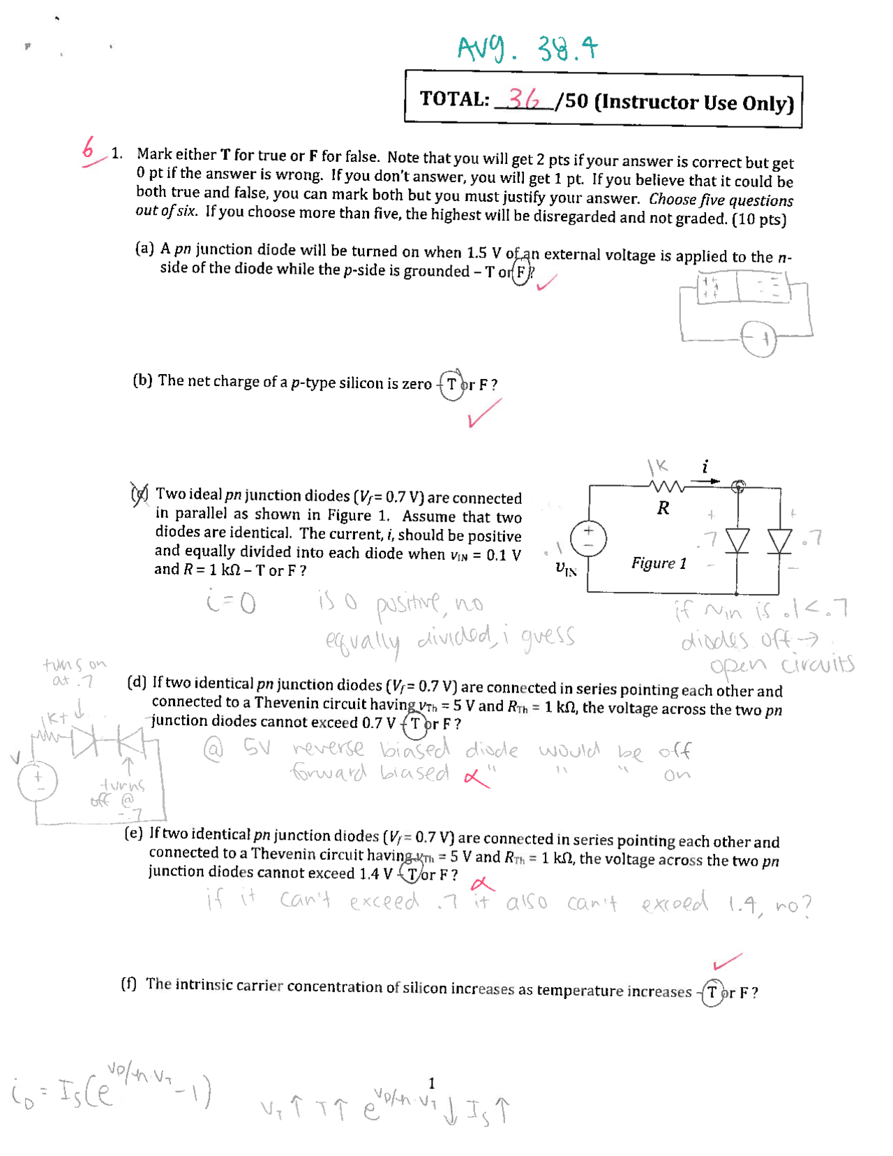 Exam 1 With Answer Key Electronics I Ee 2230 Docsity