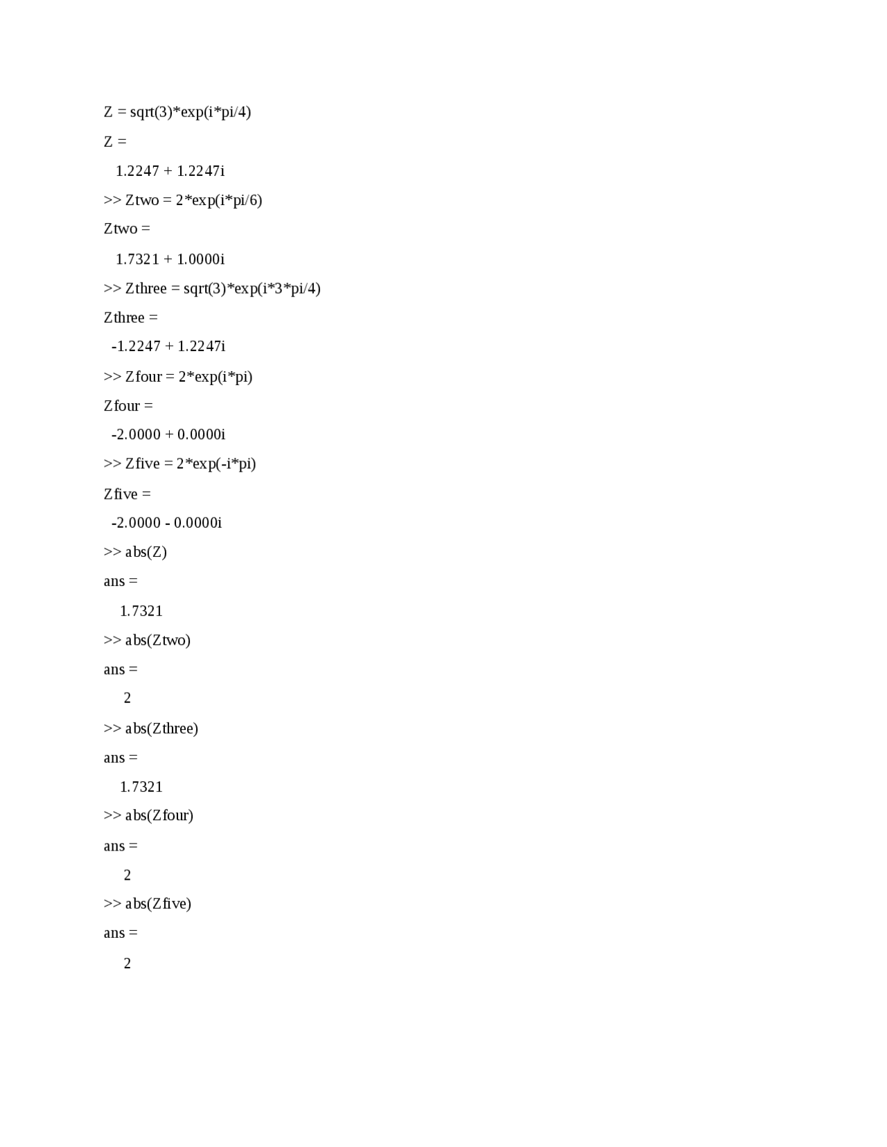 Matlab Exam Docsity