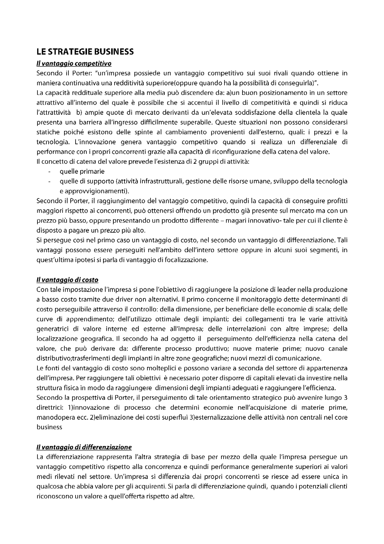 Le Strategie Di Business Docsity