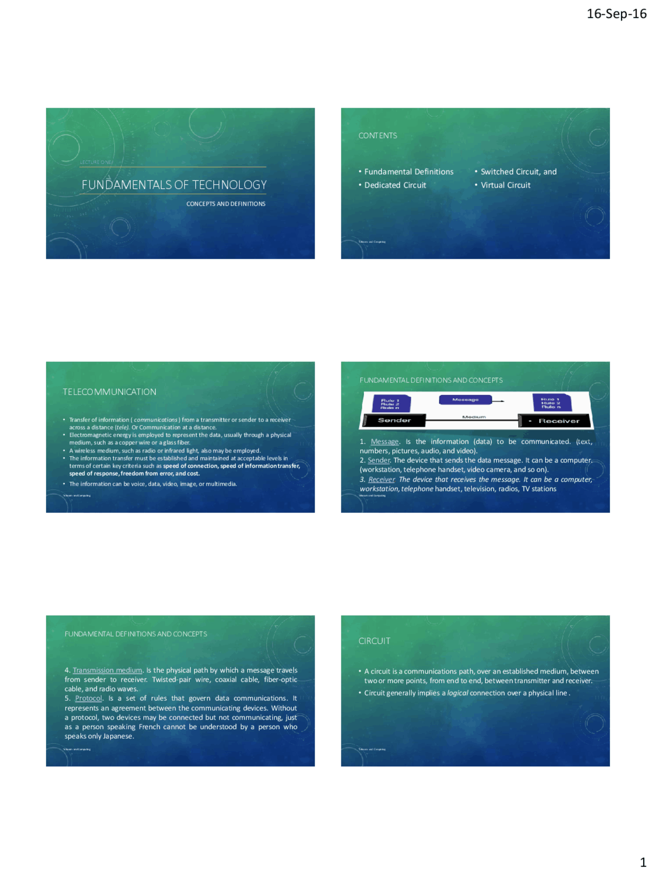 Lecture 1 Fundamentals Of Technology Edit Docsity